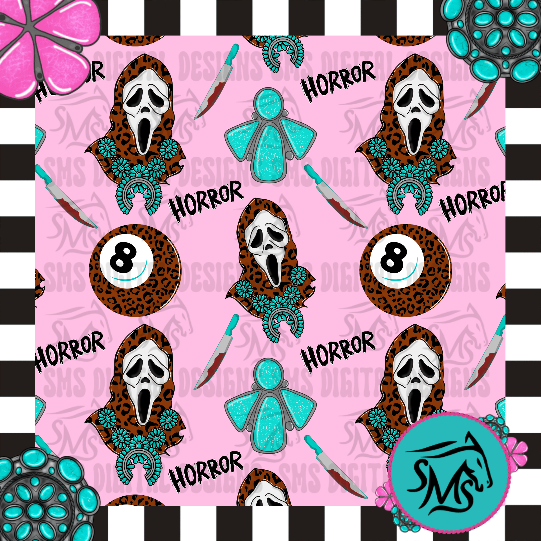 TURQUOISE LEOPARD GHOST FACE SEAMLESS 2 - Payhip