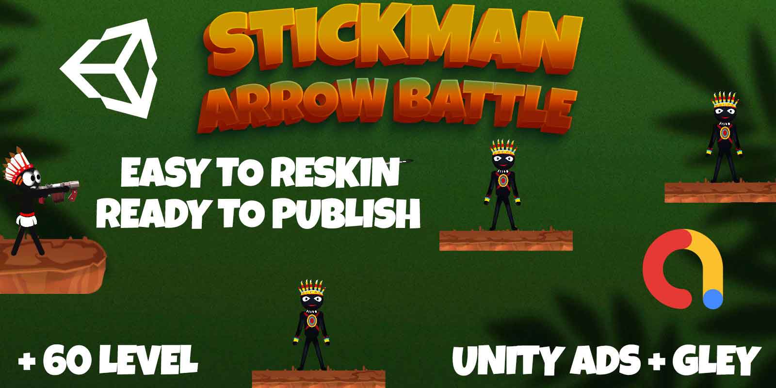 Stickman Arrow Battle - Unity 2D Casual Game Template - Payhip