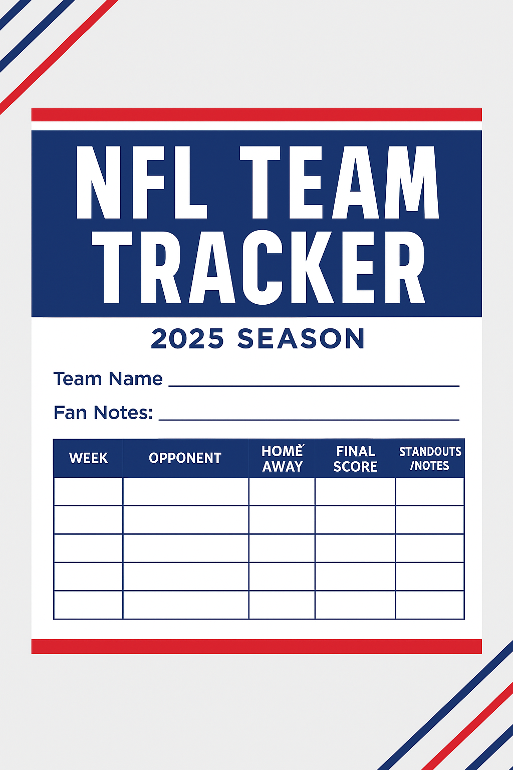 NFL Team Tracker-2025 Season Printable - Payhip