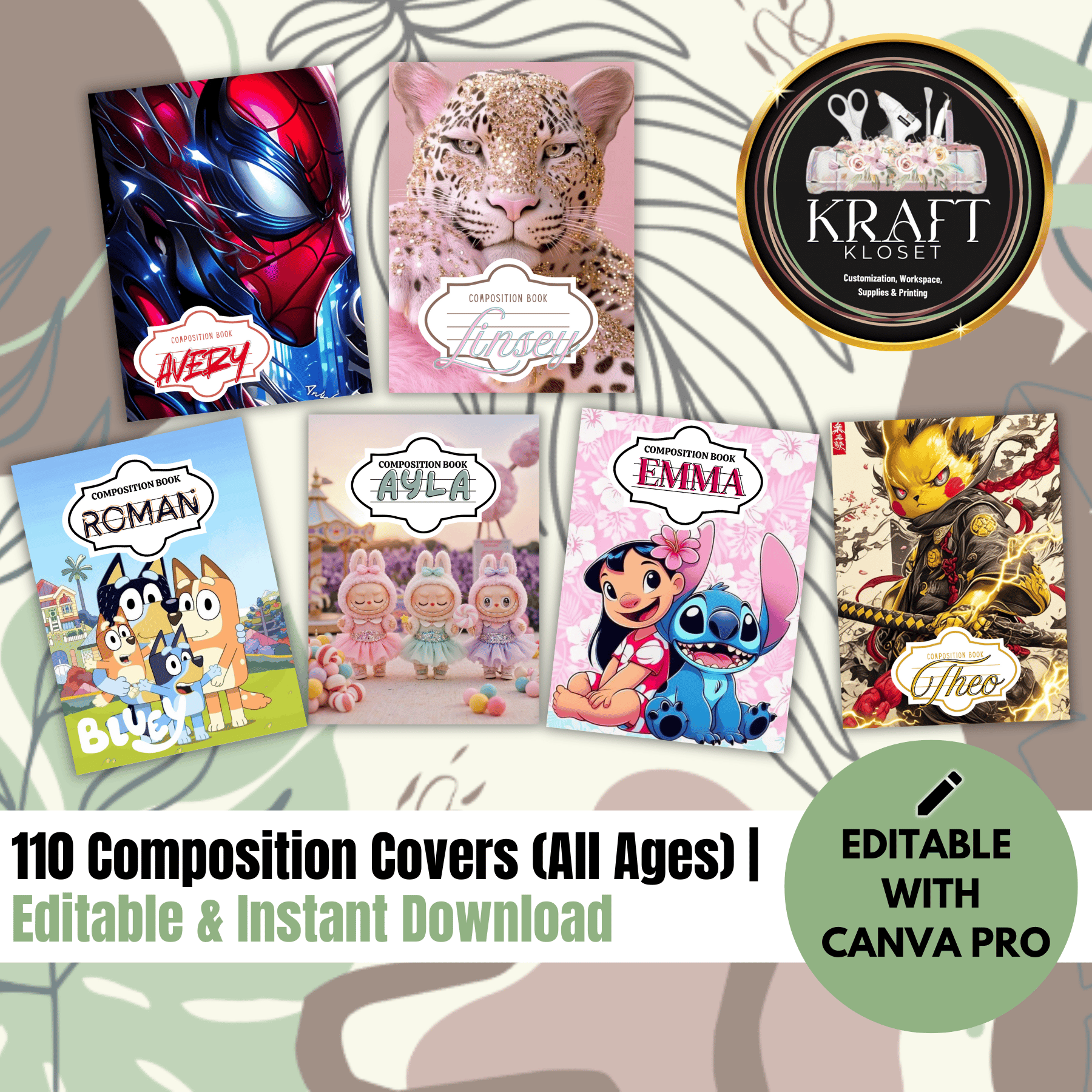 🔥 Viral Composition Book Cover Mega Bundle – 110 Digital Designs for ...