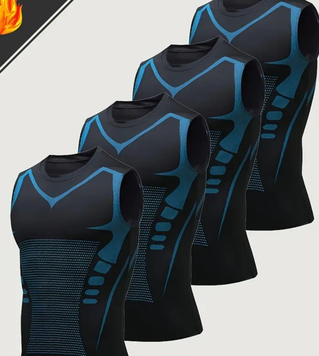 Men's Compression Workout Tank – 4-Pack (Blue Tech)