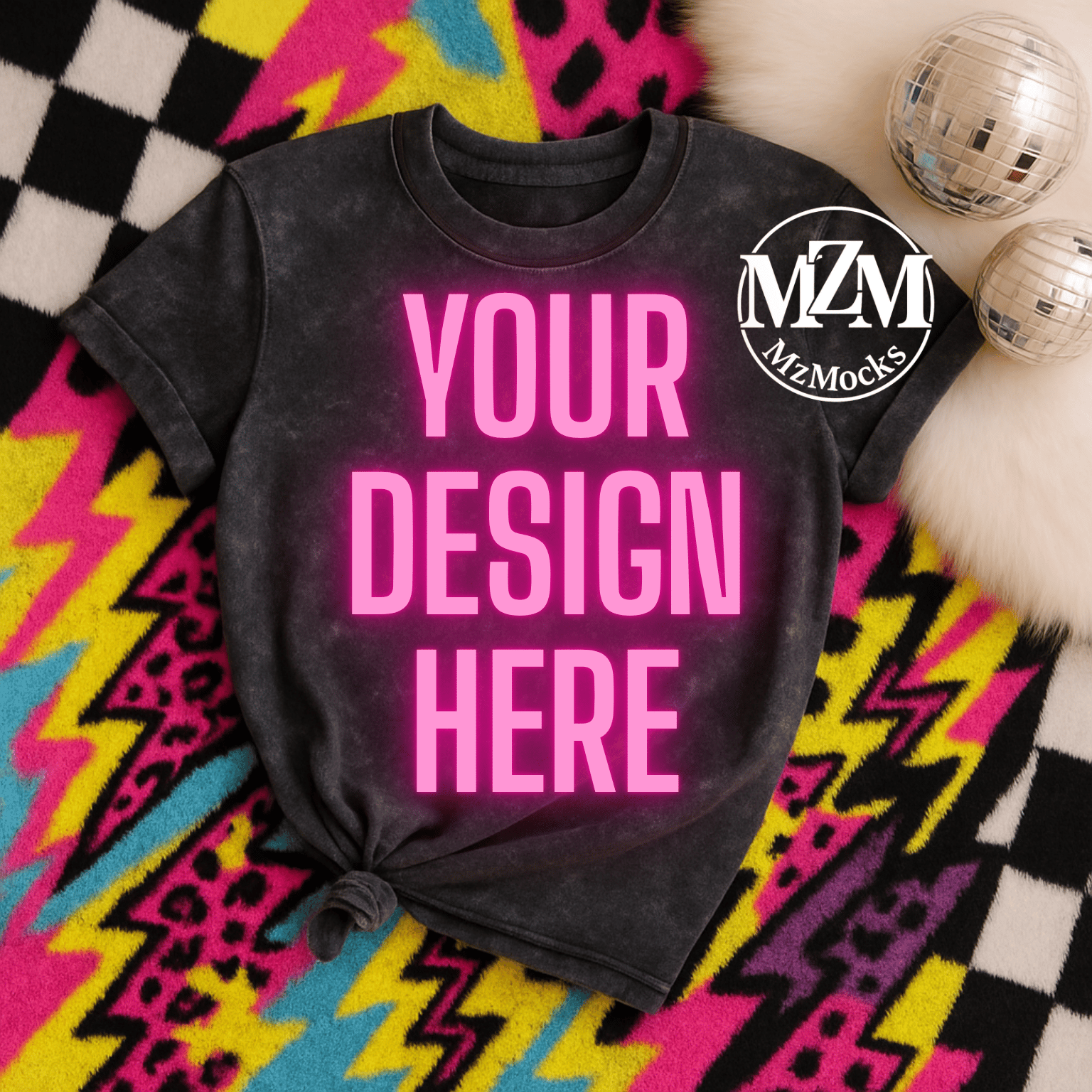 Acid washed balck- neon colorful lightning bolts - Payhip