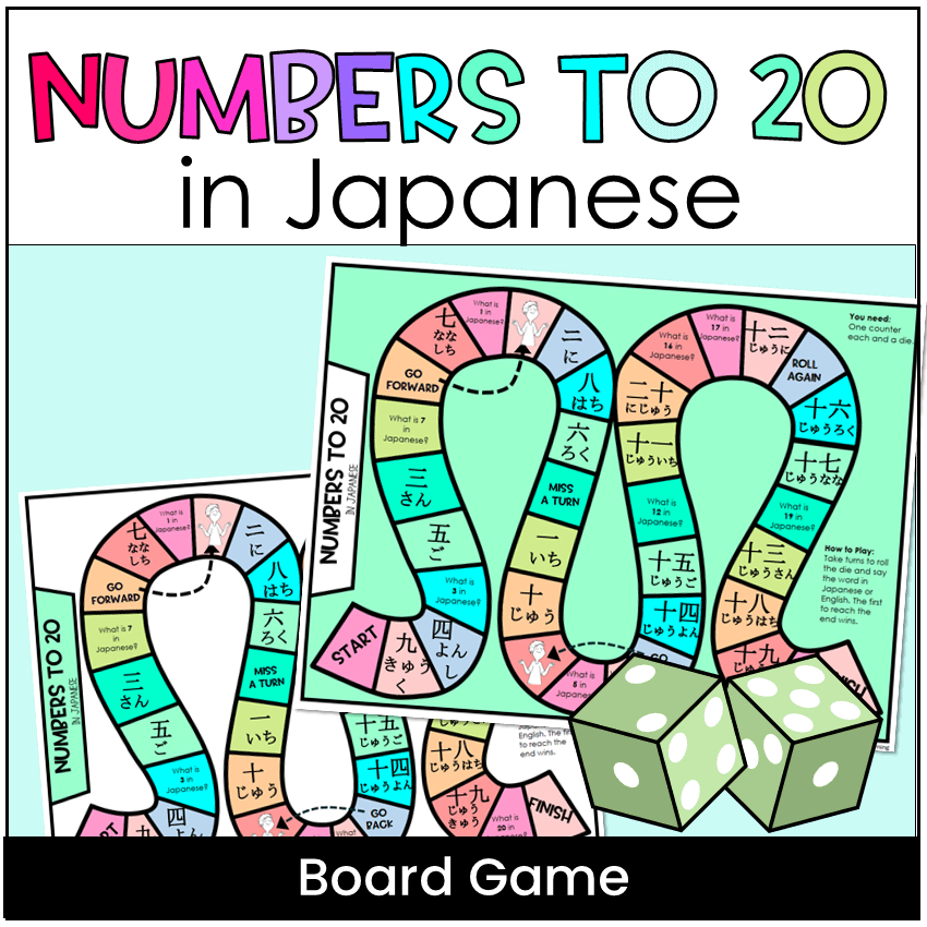 Japanese Numbers to 20 Vocabulary Board Game Beginner Level Fun ...