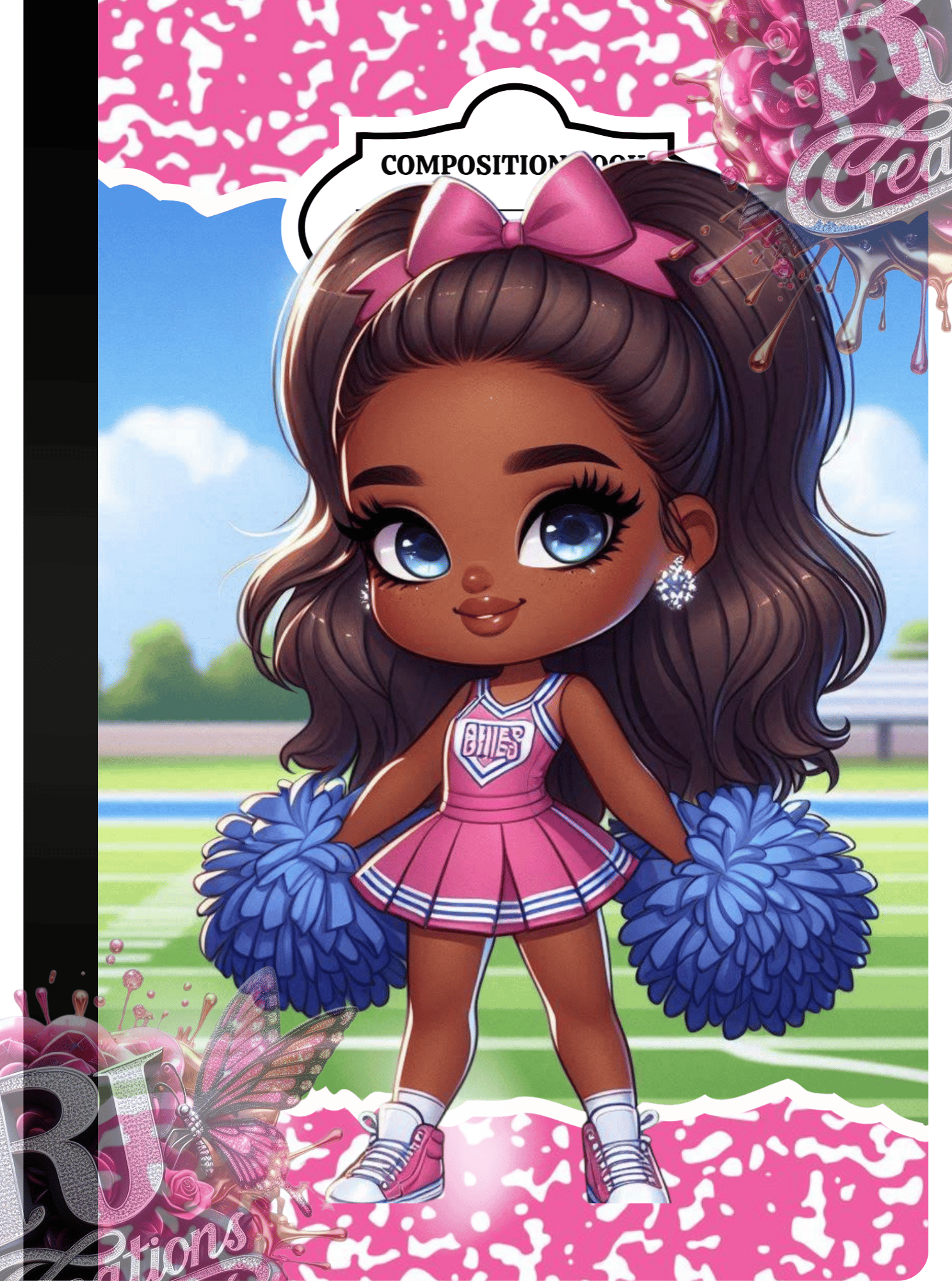 Pom-Pom Princess Composition Notebook Cover – Editable Canva Template ...