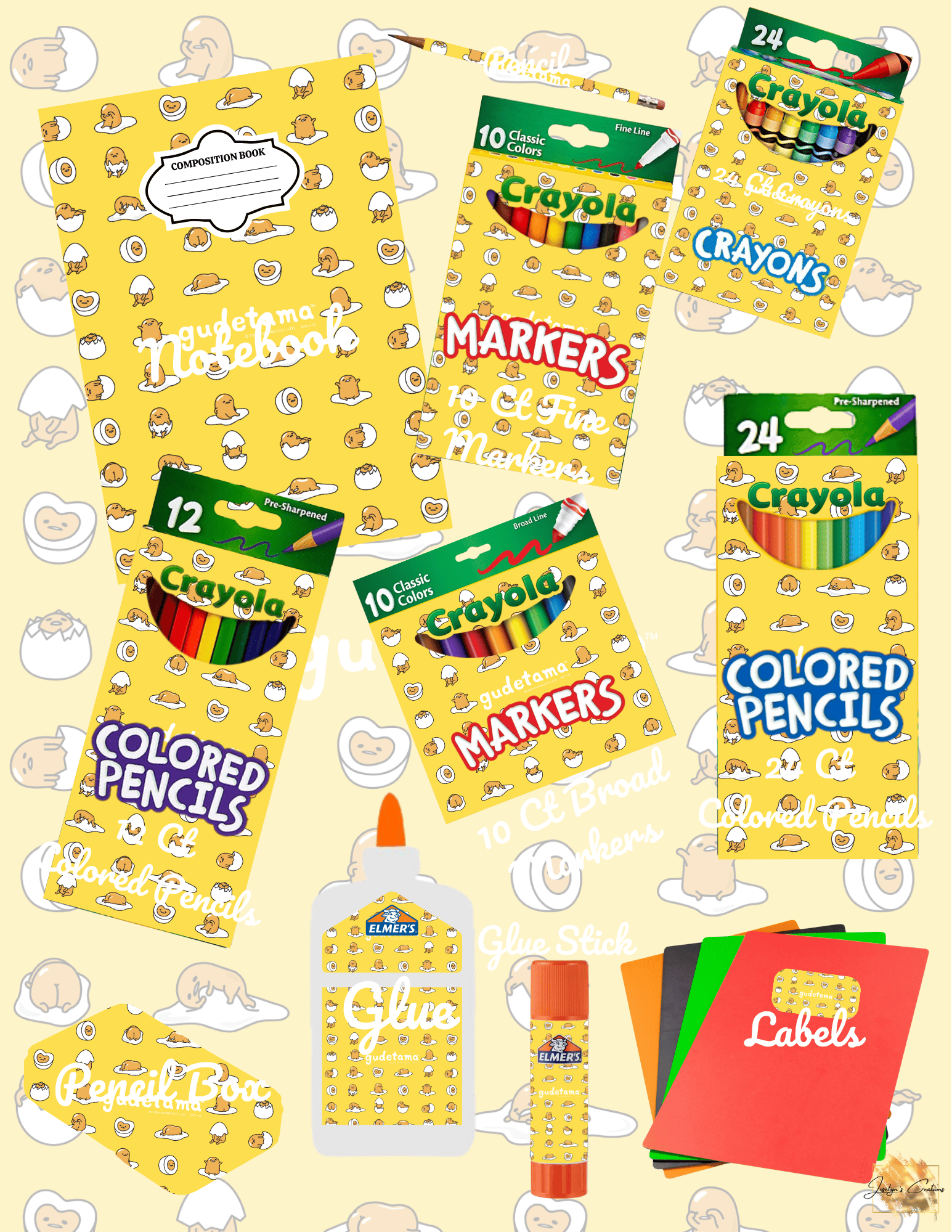 Gudetama School Supplies Template - Payhip
