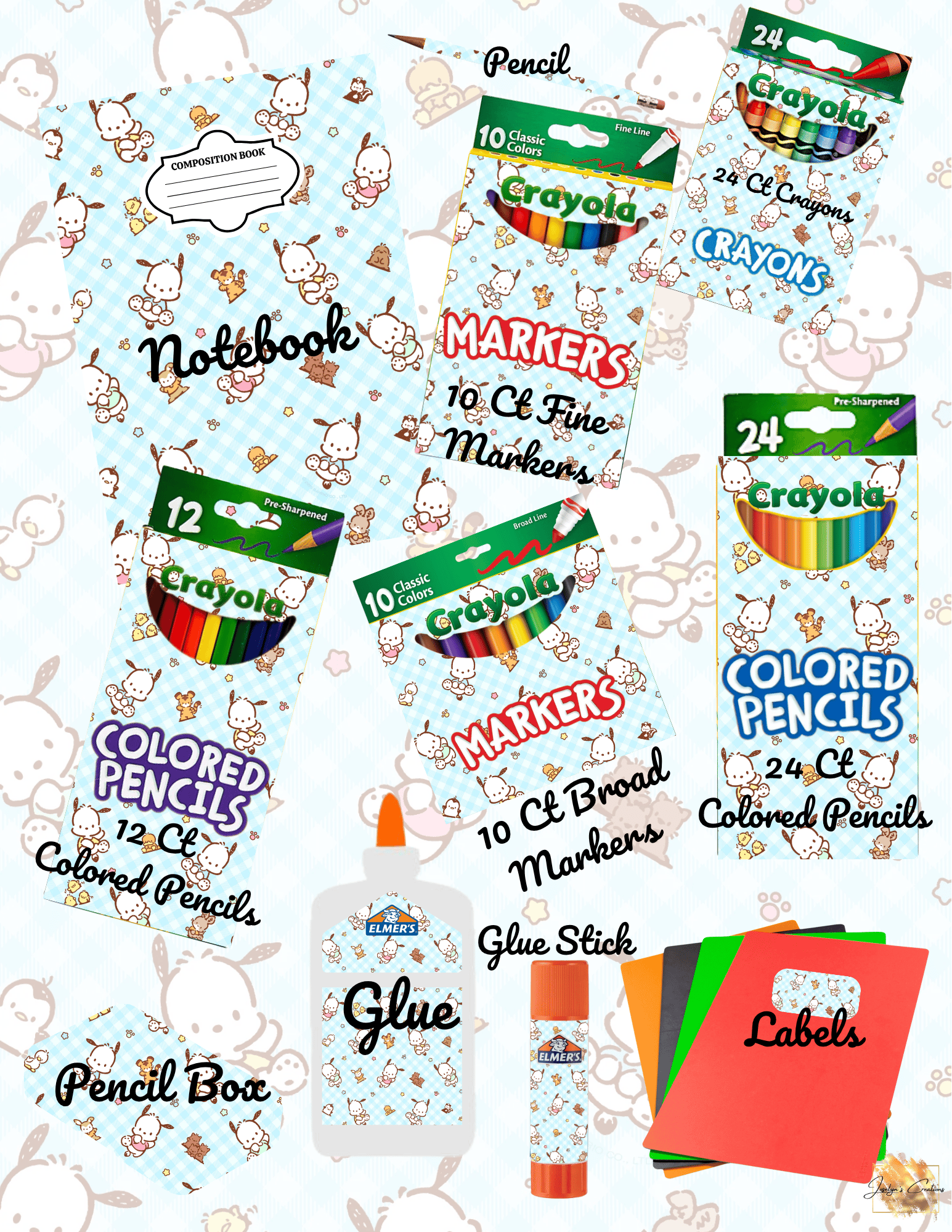Pochacco School Supplies Template - Payhip