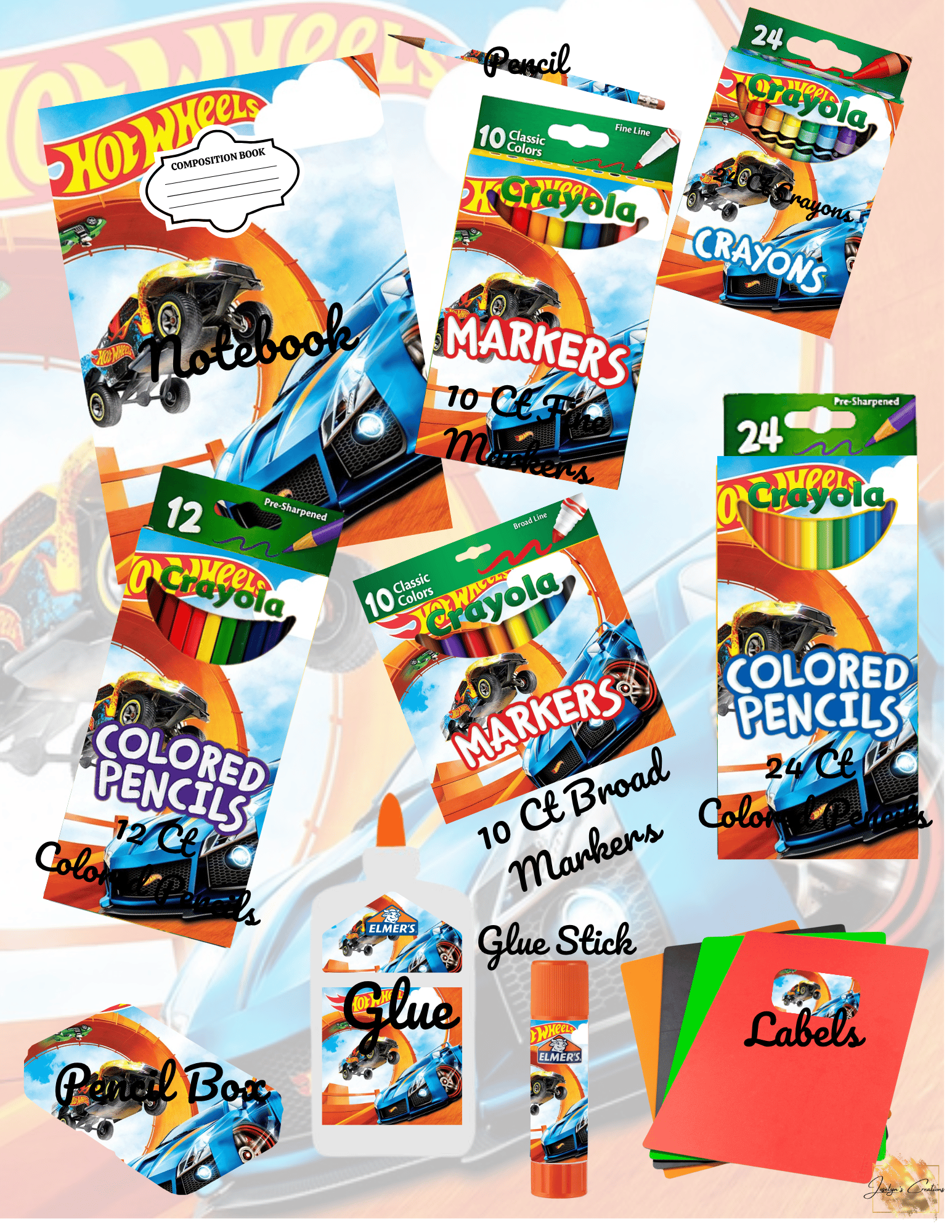 Hot Wheels School Supplies Template 2 - Payhip