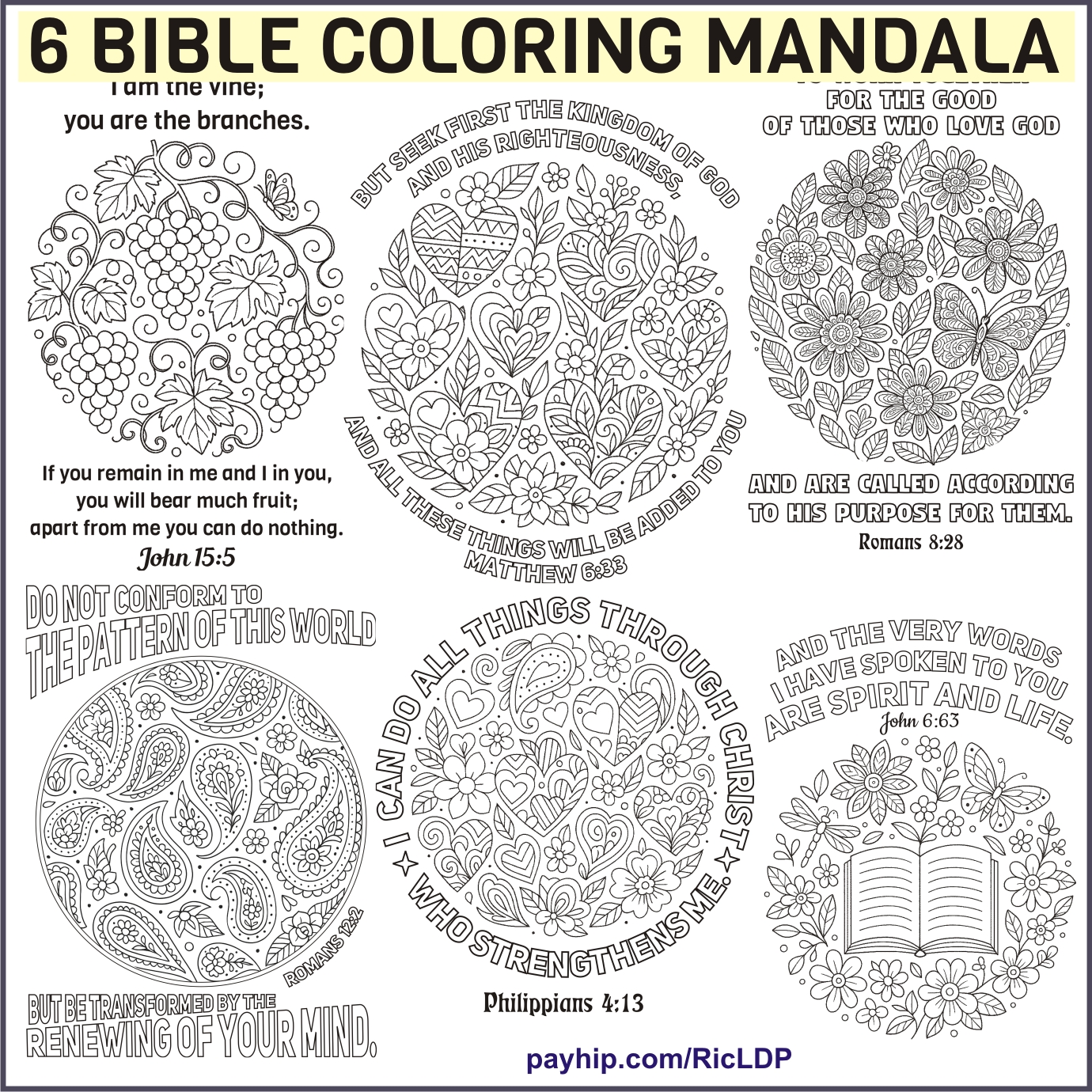 Six Printable Bible Verse Mandala Pages – Mindful Coloring for ...