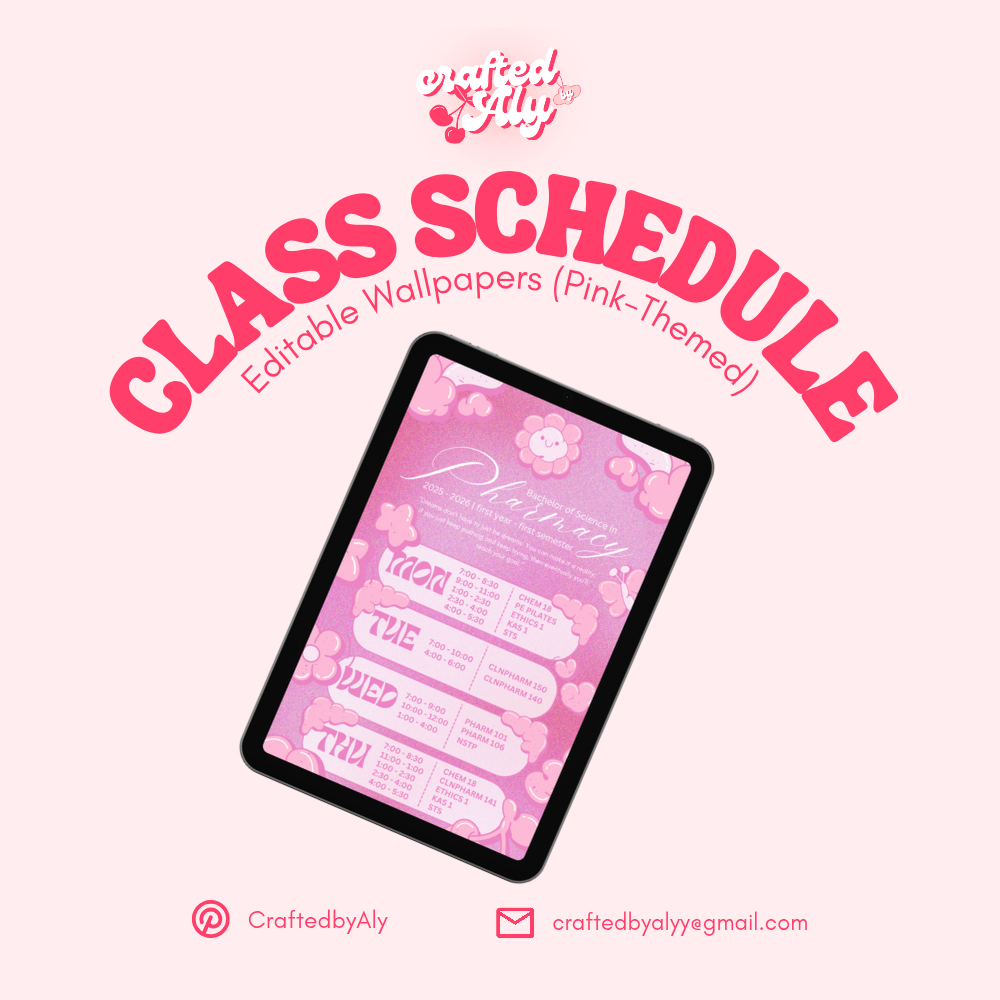 Editable Class Schedule Wallpaper (Pink-Themed) - Payhip