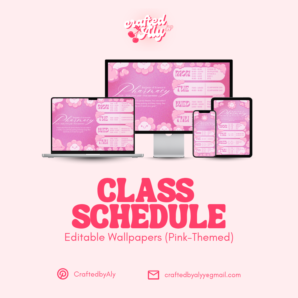 Editable Class Schedule Wallpaper (Pink-Themed) - Payhip