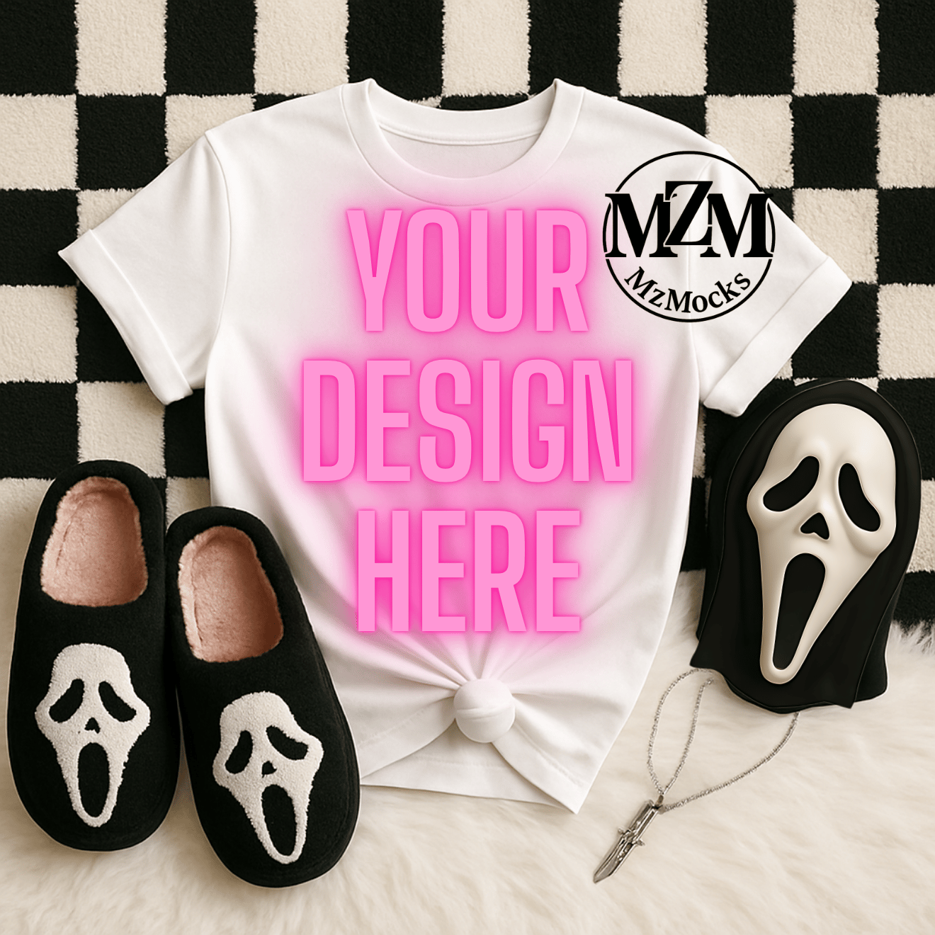 White tee- Ghostface mask/slippers - Payhip