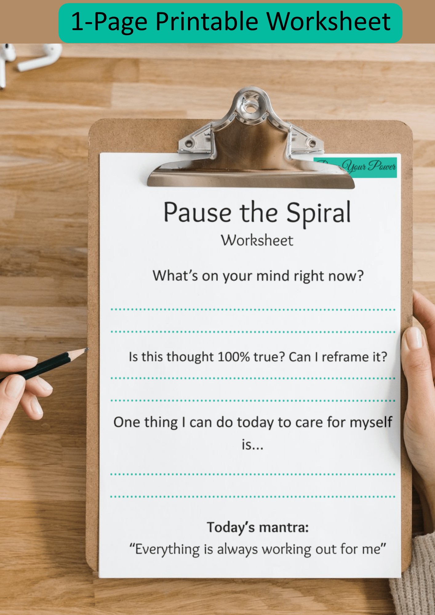 “Pause the Spiral” Worksheet (Free Printable & Canva Editable) - Payhip