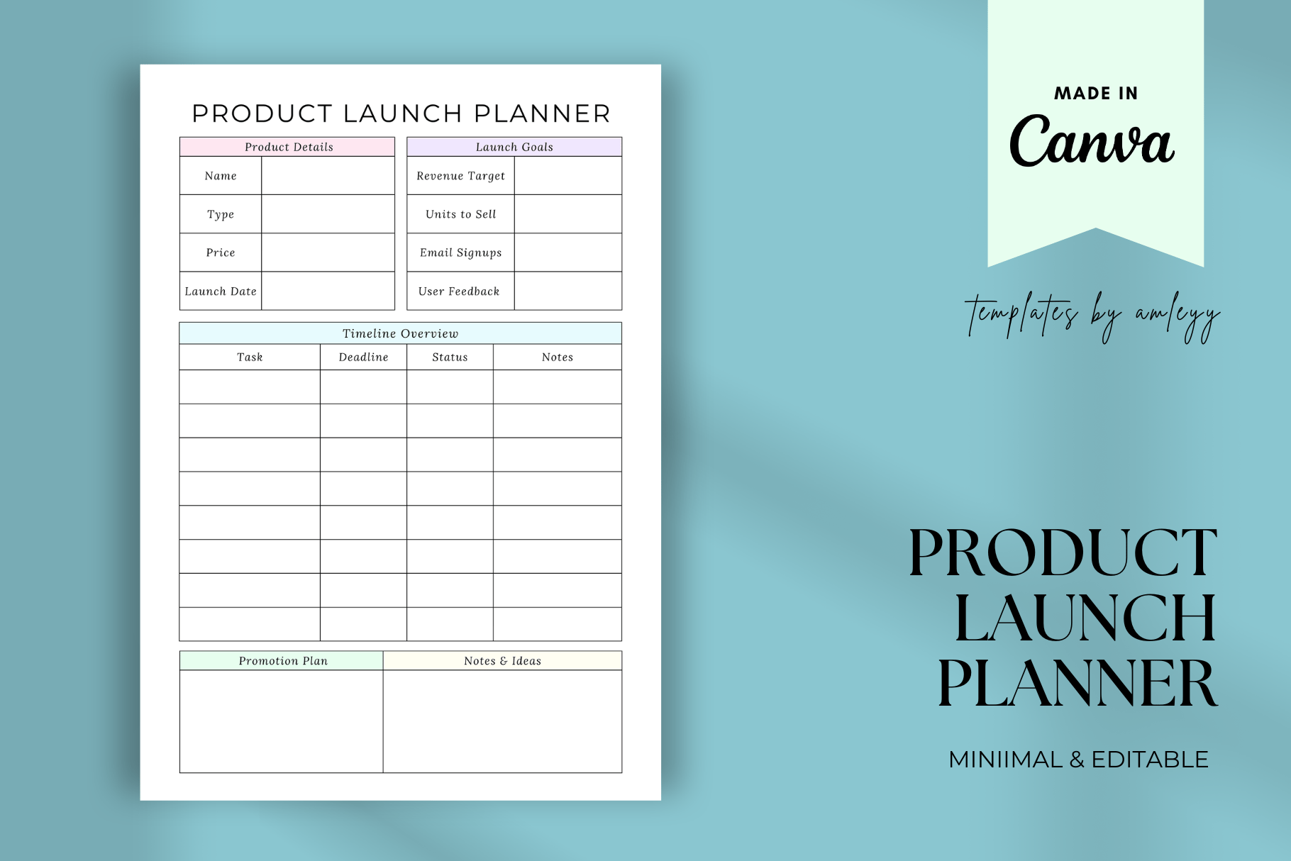 Product Launch Planner | Editable Canva Template for Business ...