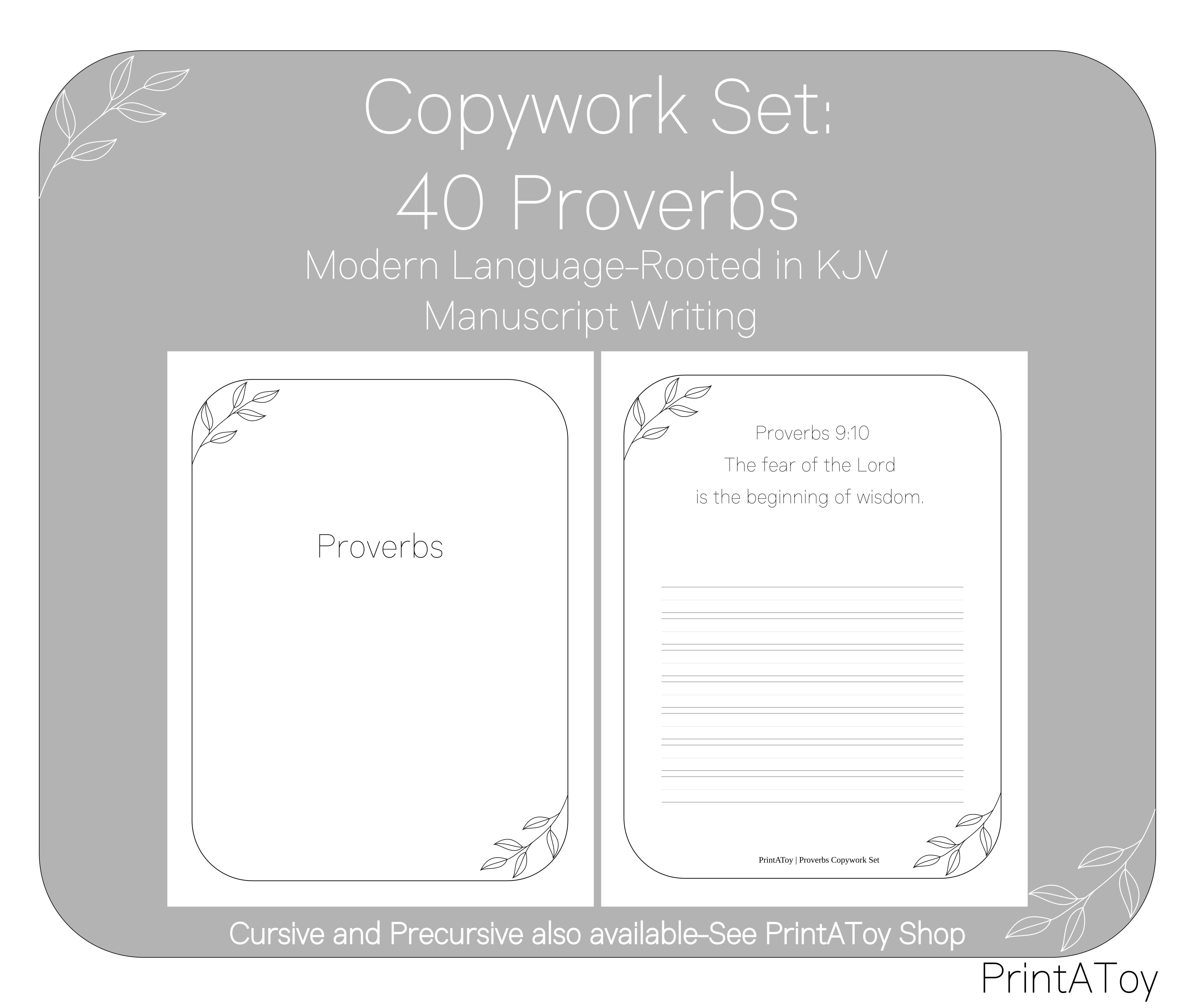 Modern Proverbs Copywork for Christian Homeschool | Manuscript ...