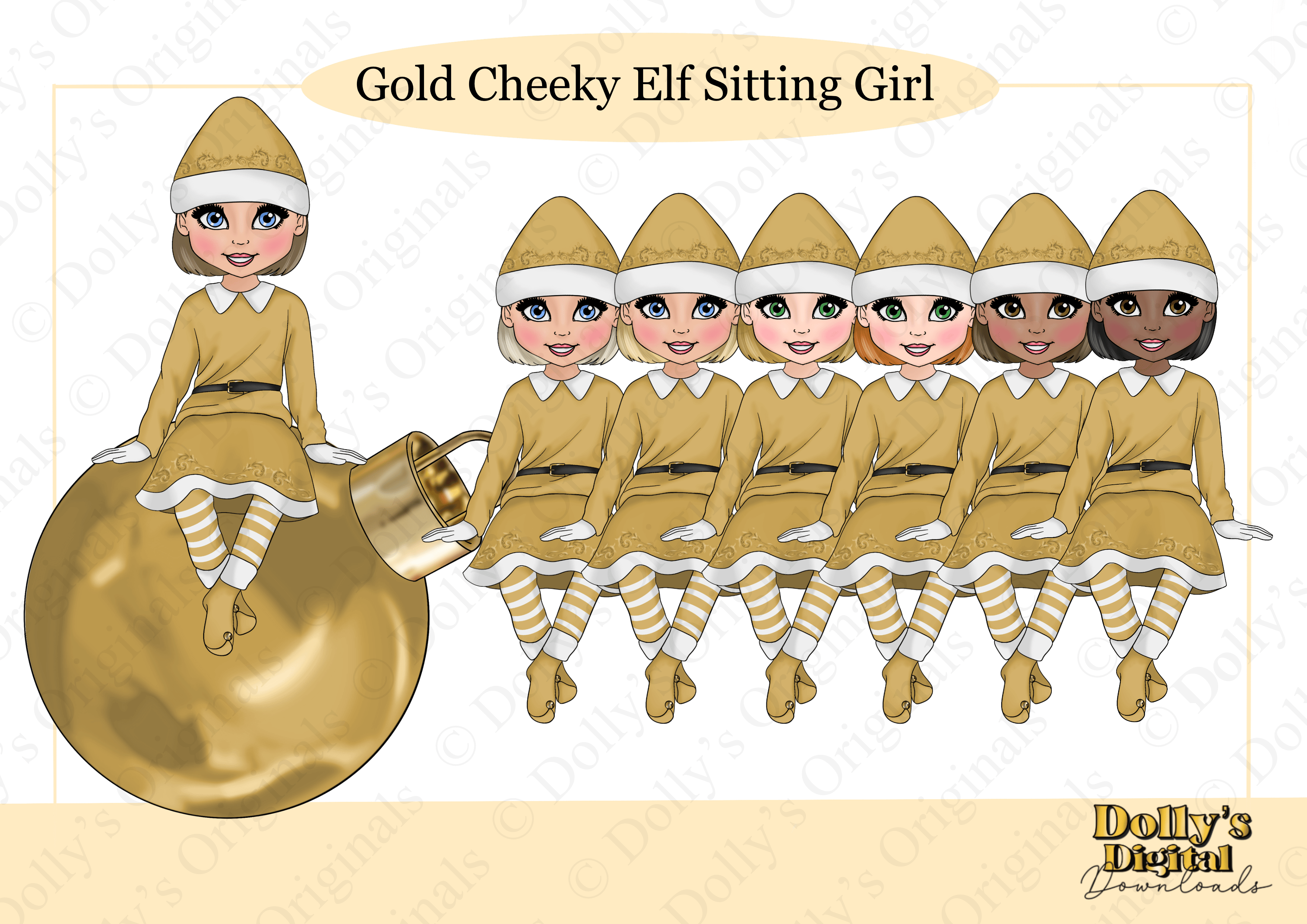 Gold Cheeky Elf Girl Sitting - Payhip