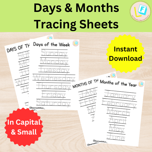 Days & Months Tracing Sheets - Payhip
