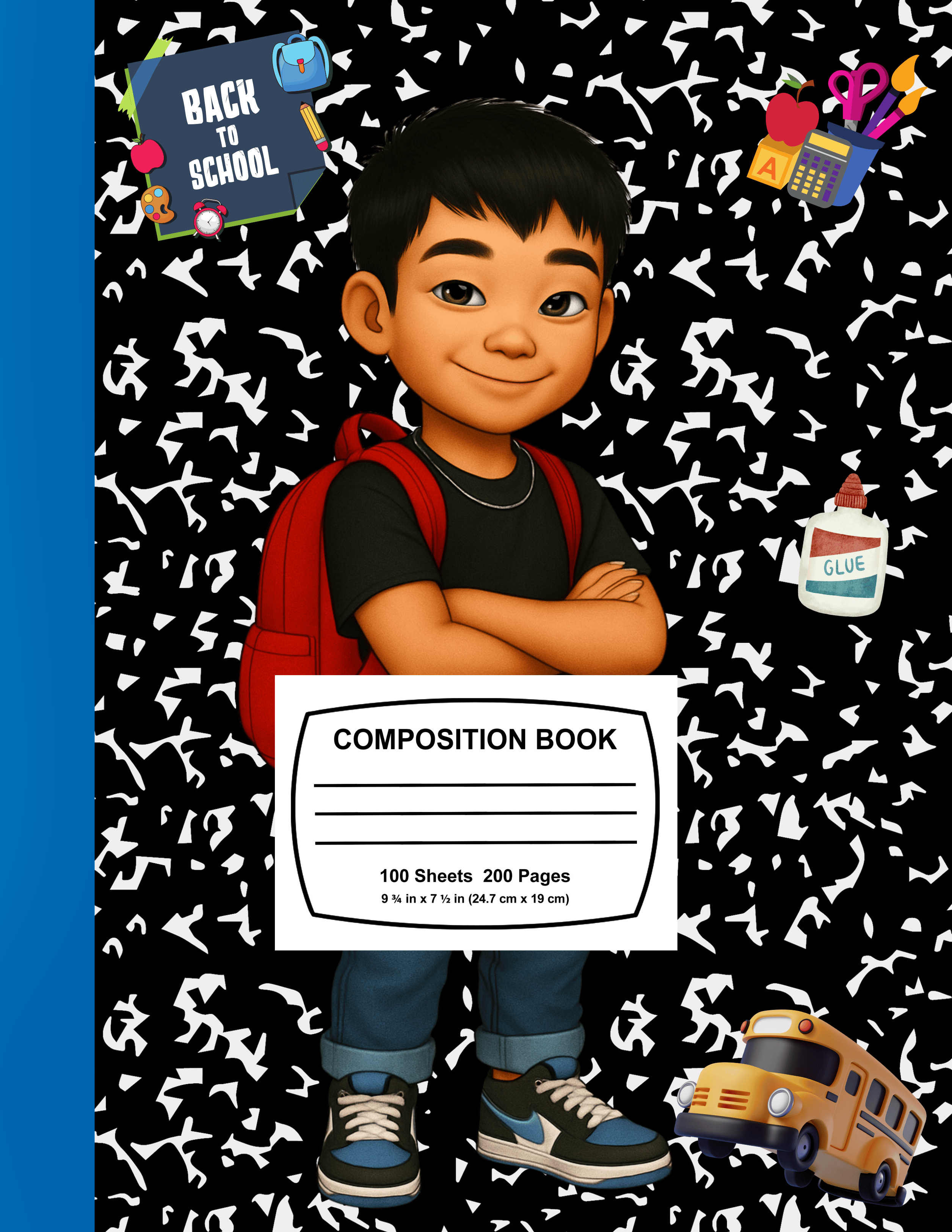 Editable Boy’s Composition 16 Notebook Cover | Canva Template | Back to ...