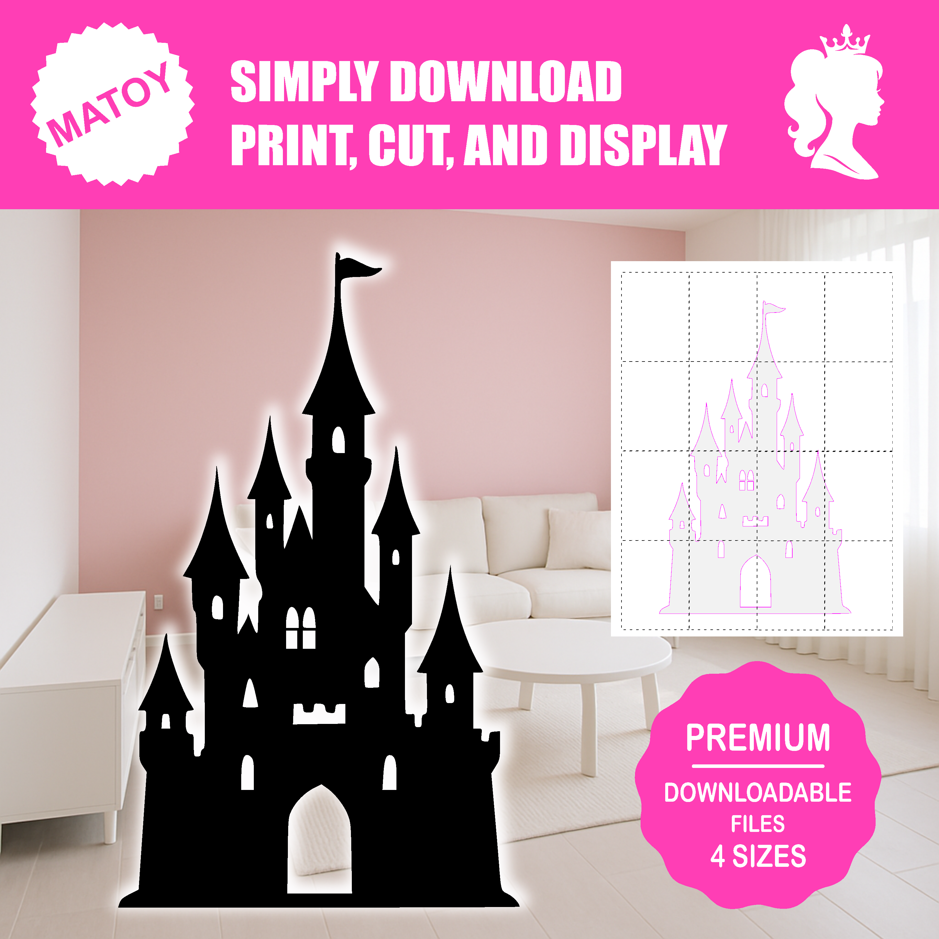 Royal Castle Wall and Yard Art Pattern | Trace & Cut Silhouette Stencil ...