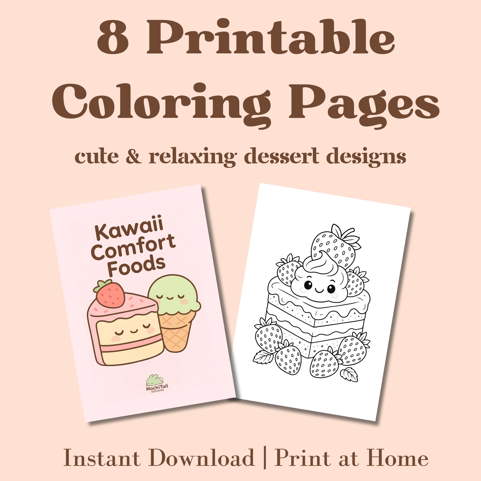 Kawaii Comfort Foods – 8 Cute Printable Coloring Pages - Payhip