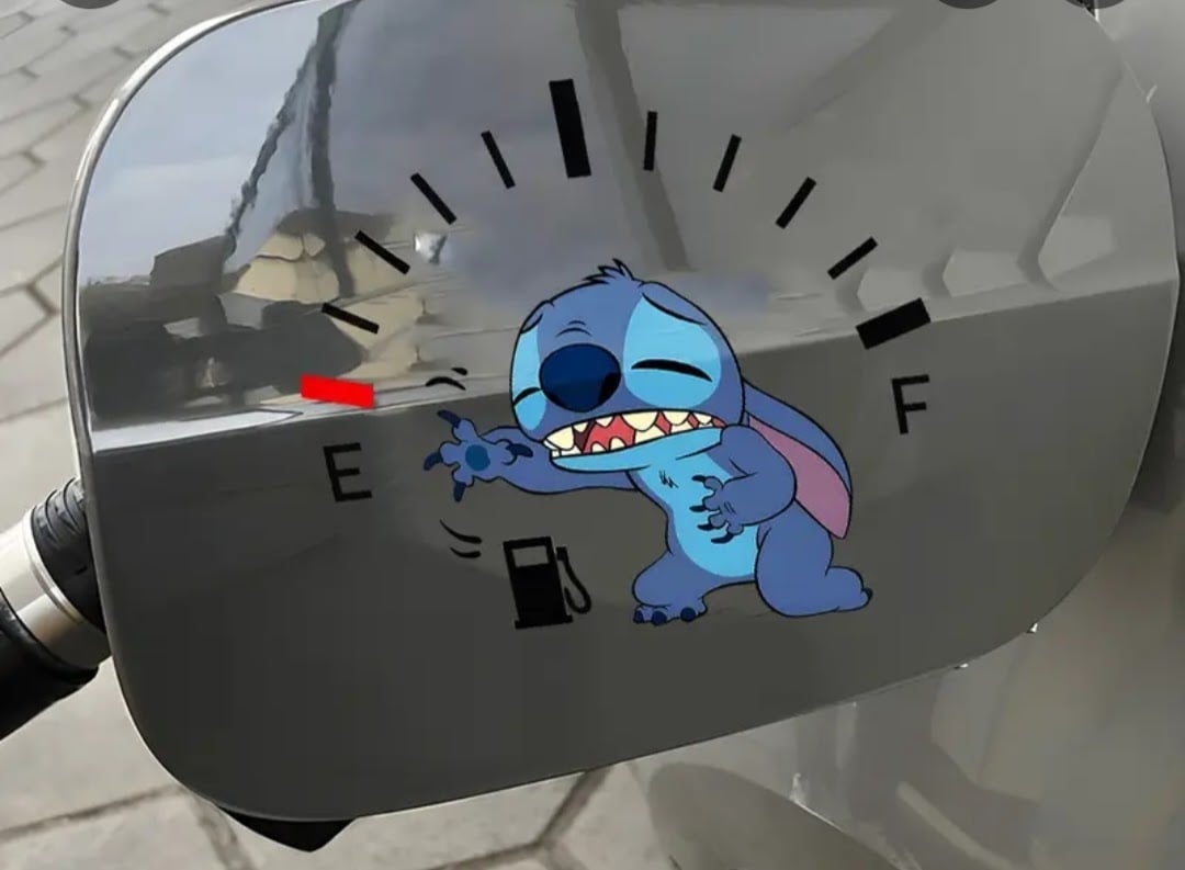Stitch “Out of Gas” Fuel Gauge Decal – Funny Car Sticker