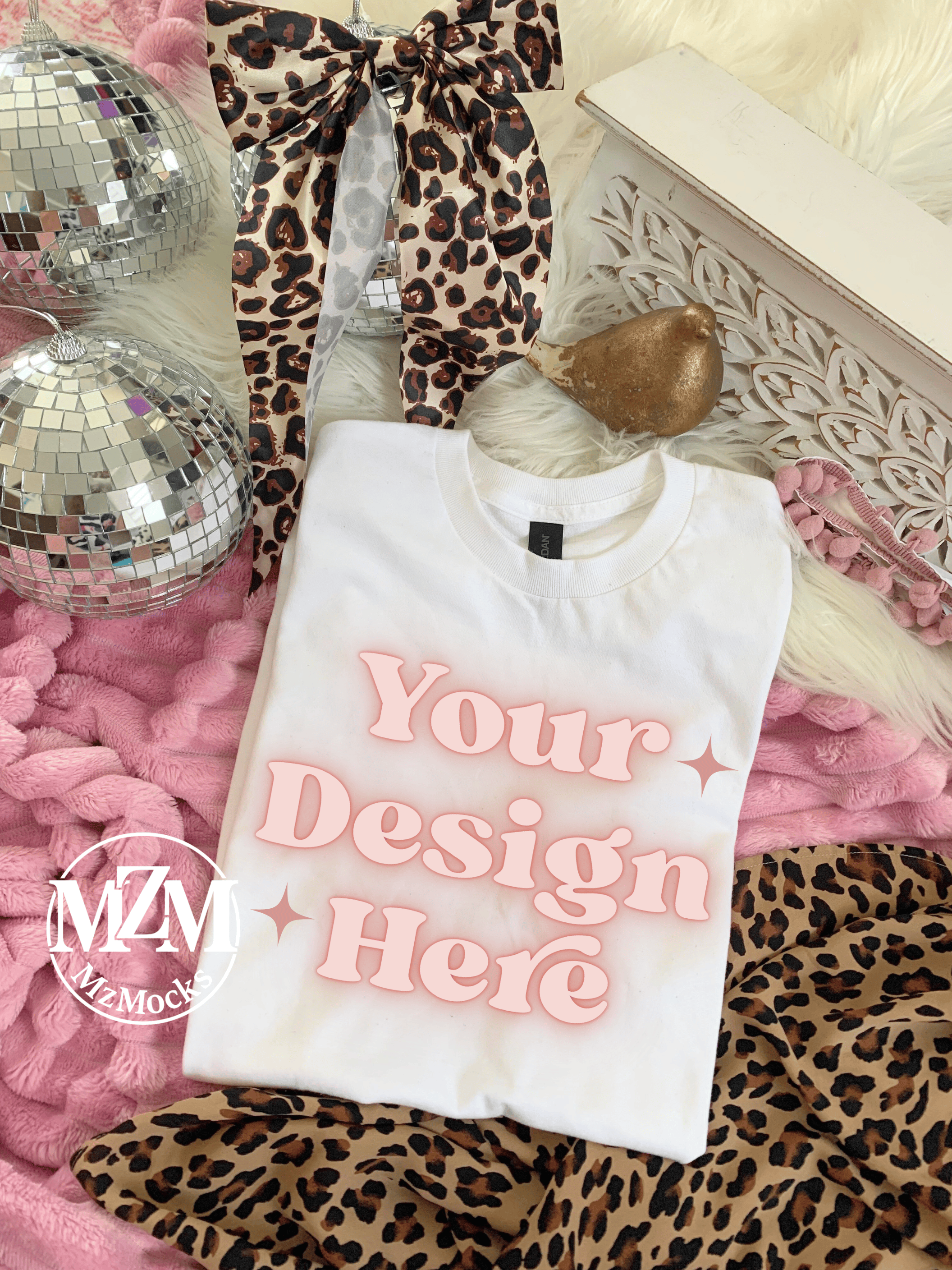 White T-irl gildan girly cheetah bow - Payhip