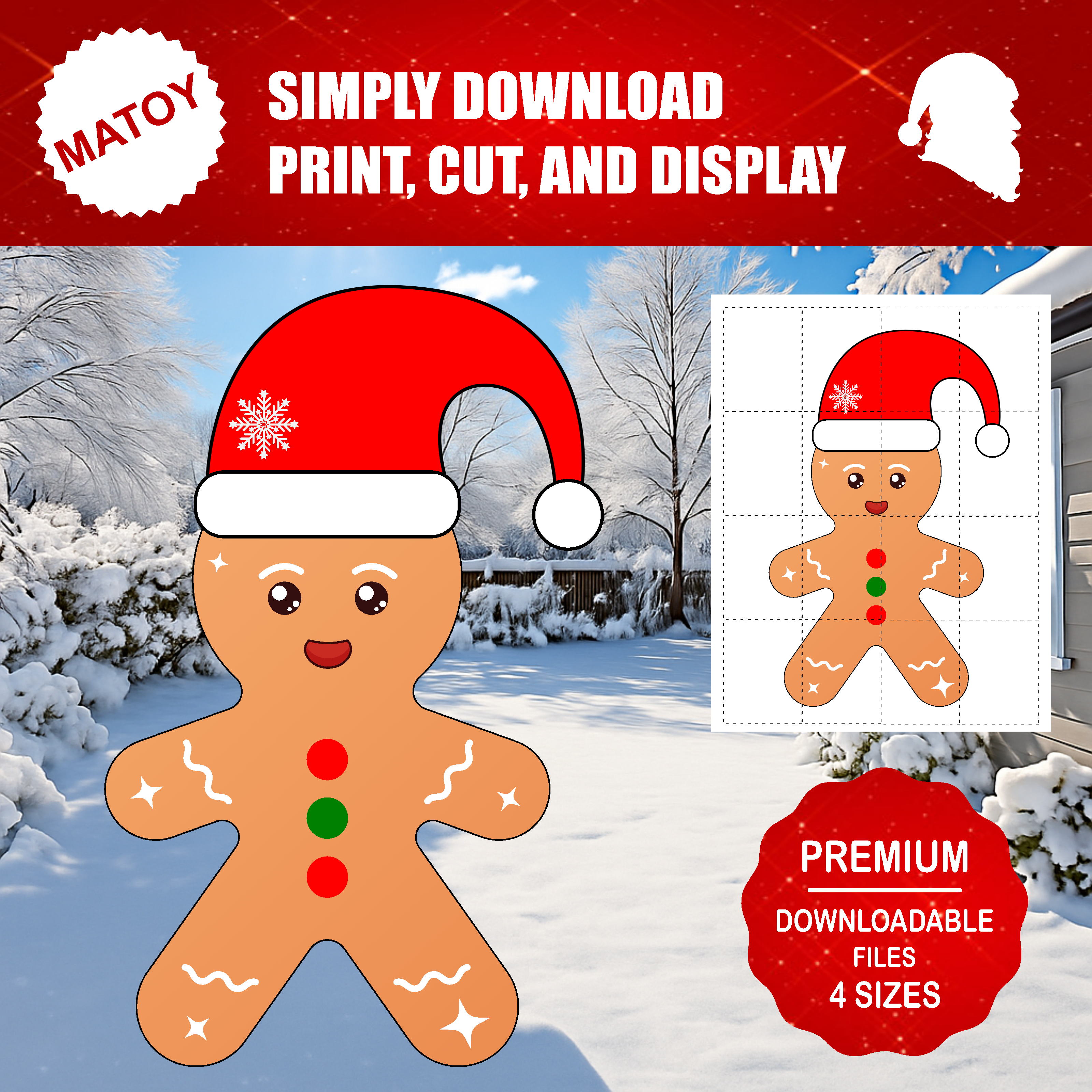 Gingerbread Man Christmas Party and Wall Decor | Printable Life-Size ...