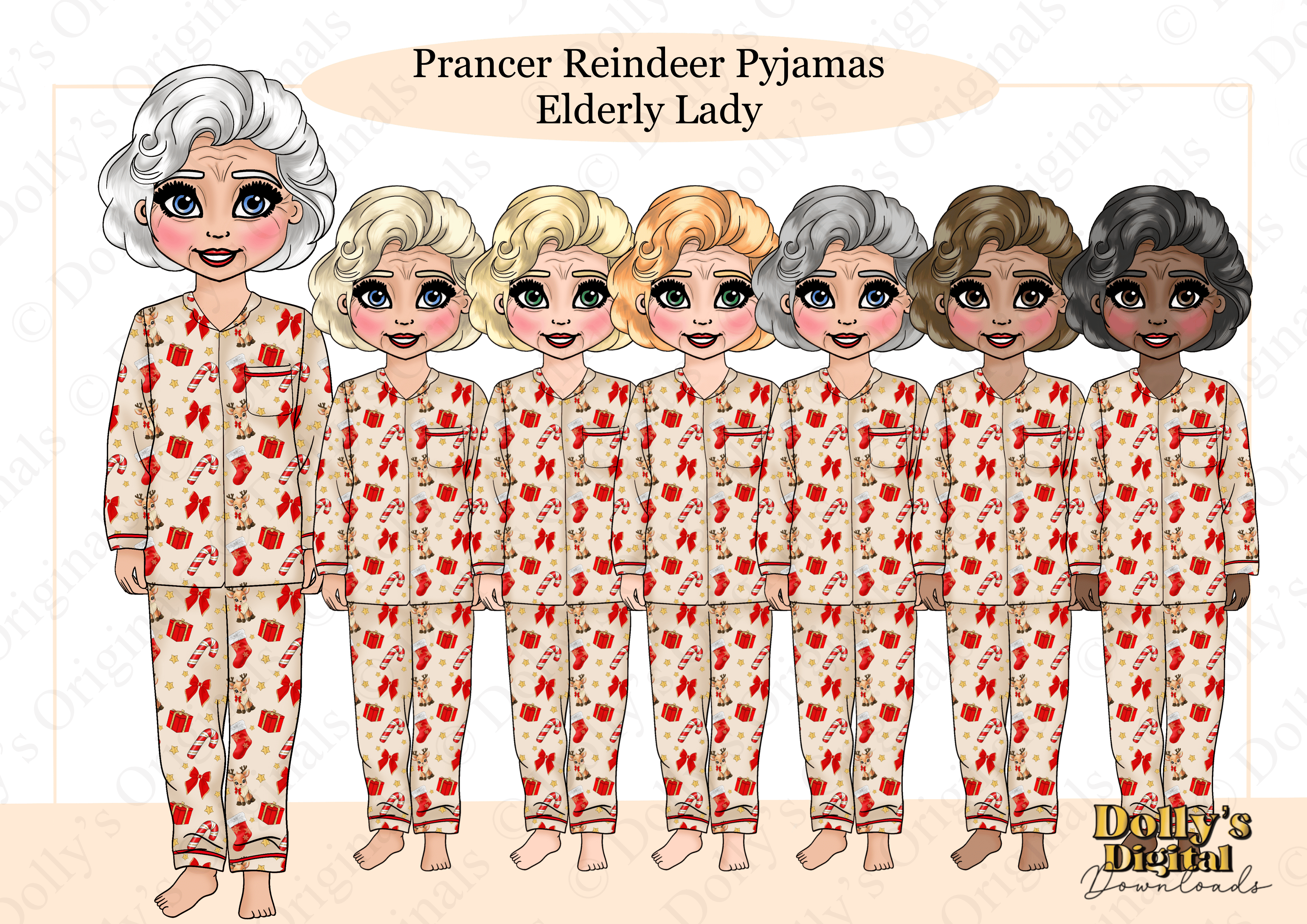 Prancer Reindeer Pyjamas Elderly Lady - Payhip