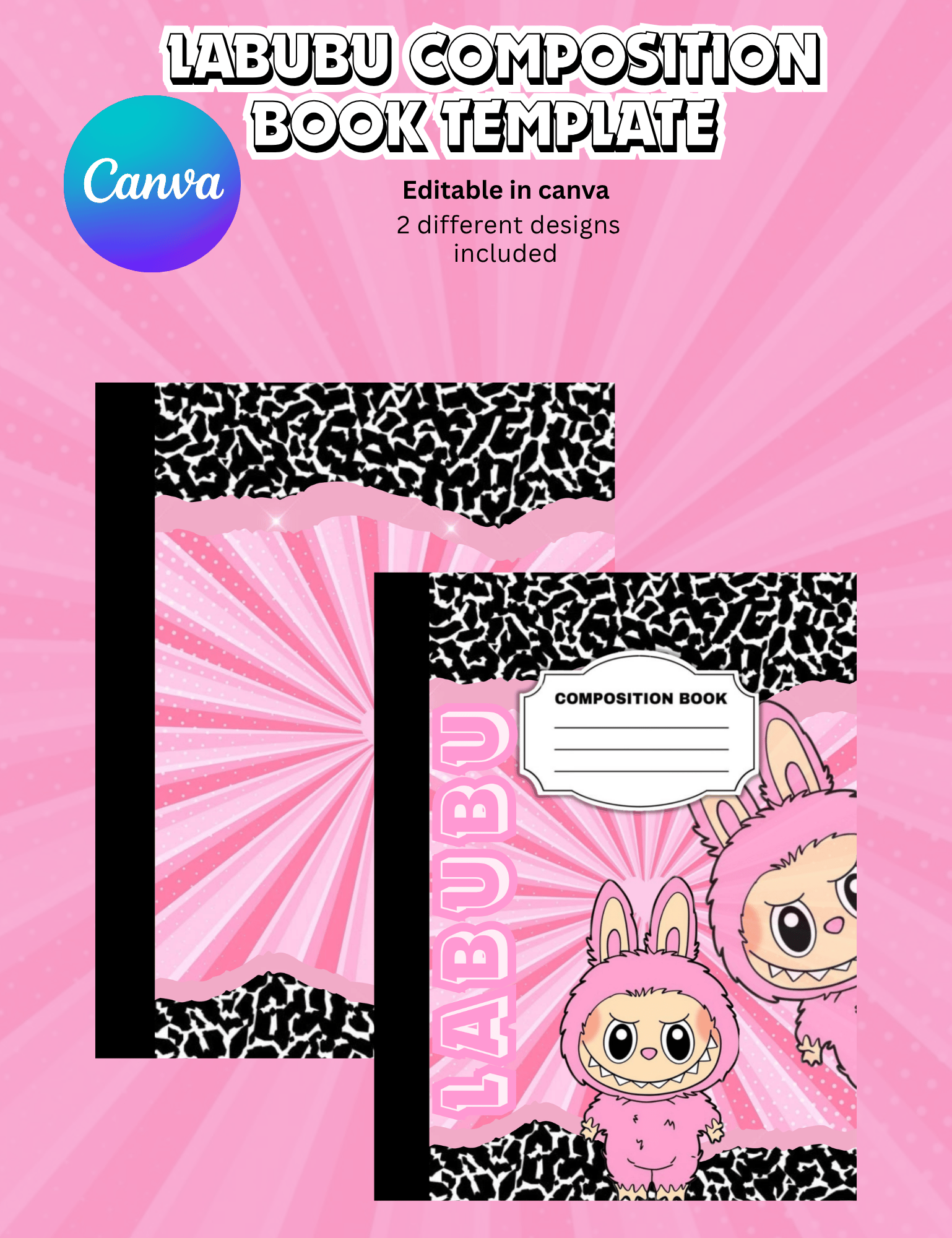 2PCS LABUBU COMPOSITION BOOK TEMPLATE - Payhip