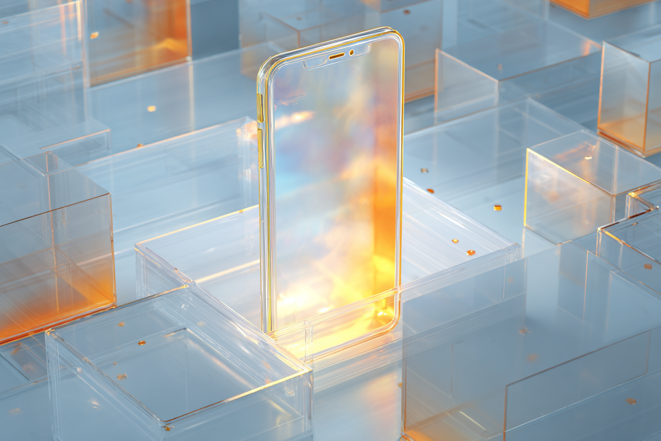 Futuristic Smartphone in Glass Grid