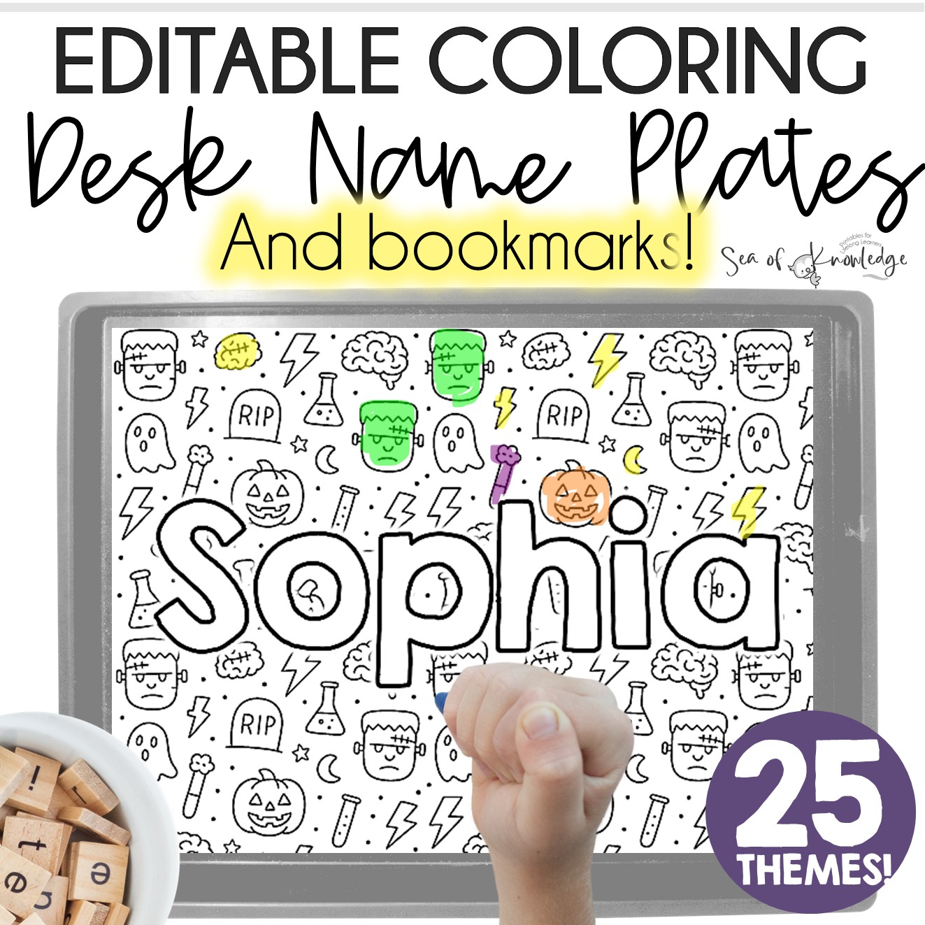 200 Page Editable Coloring Desk Name Plates – 25 Fun Themes! - Payhip