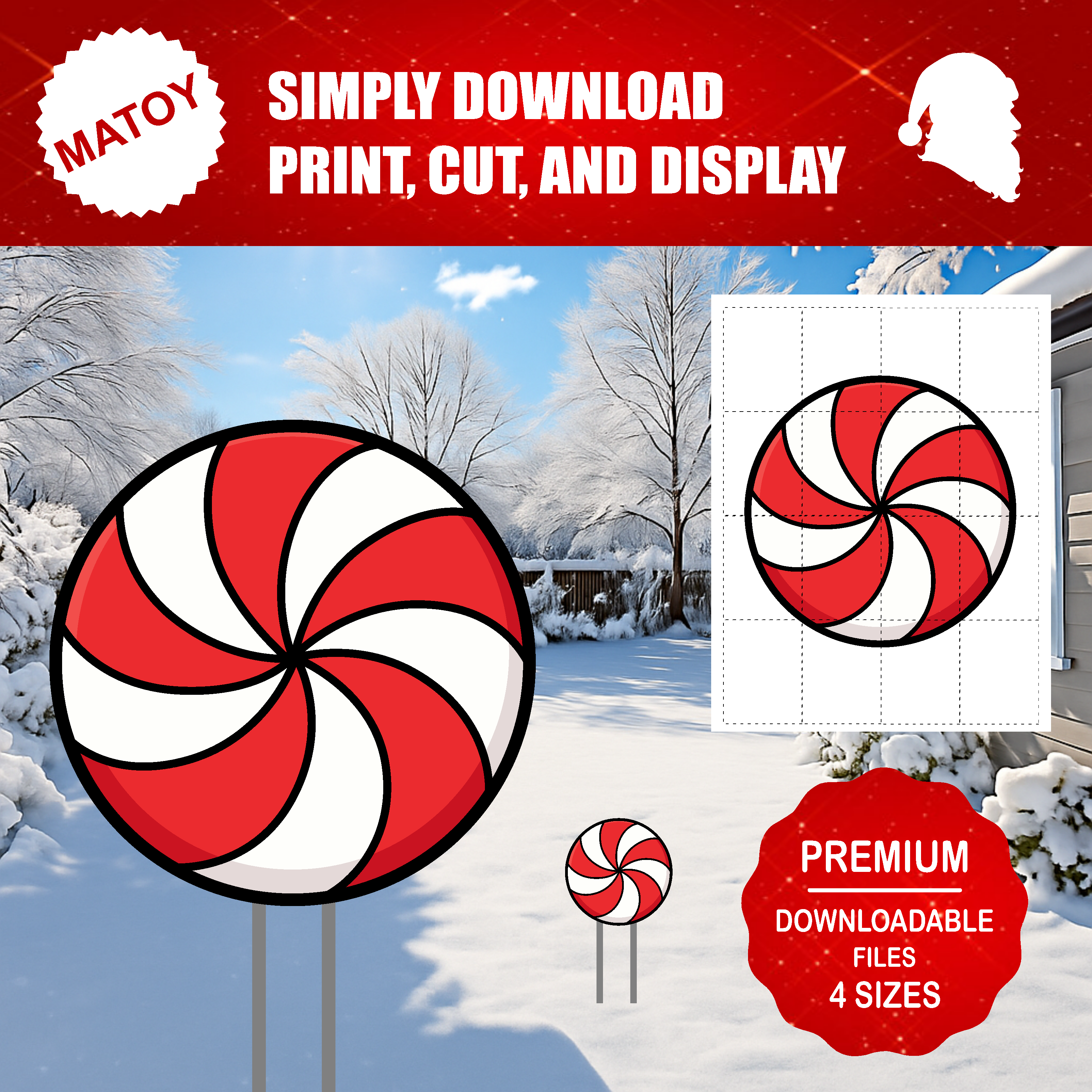 Festive Candy Christmas Party and Wall Decor | Printable Life-Size ...