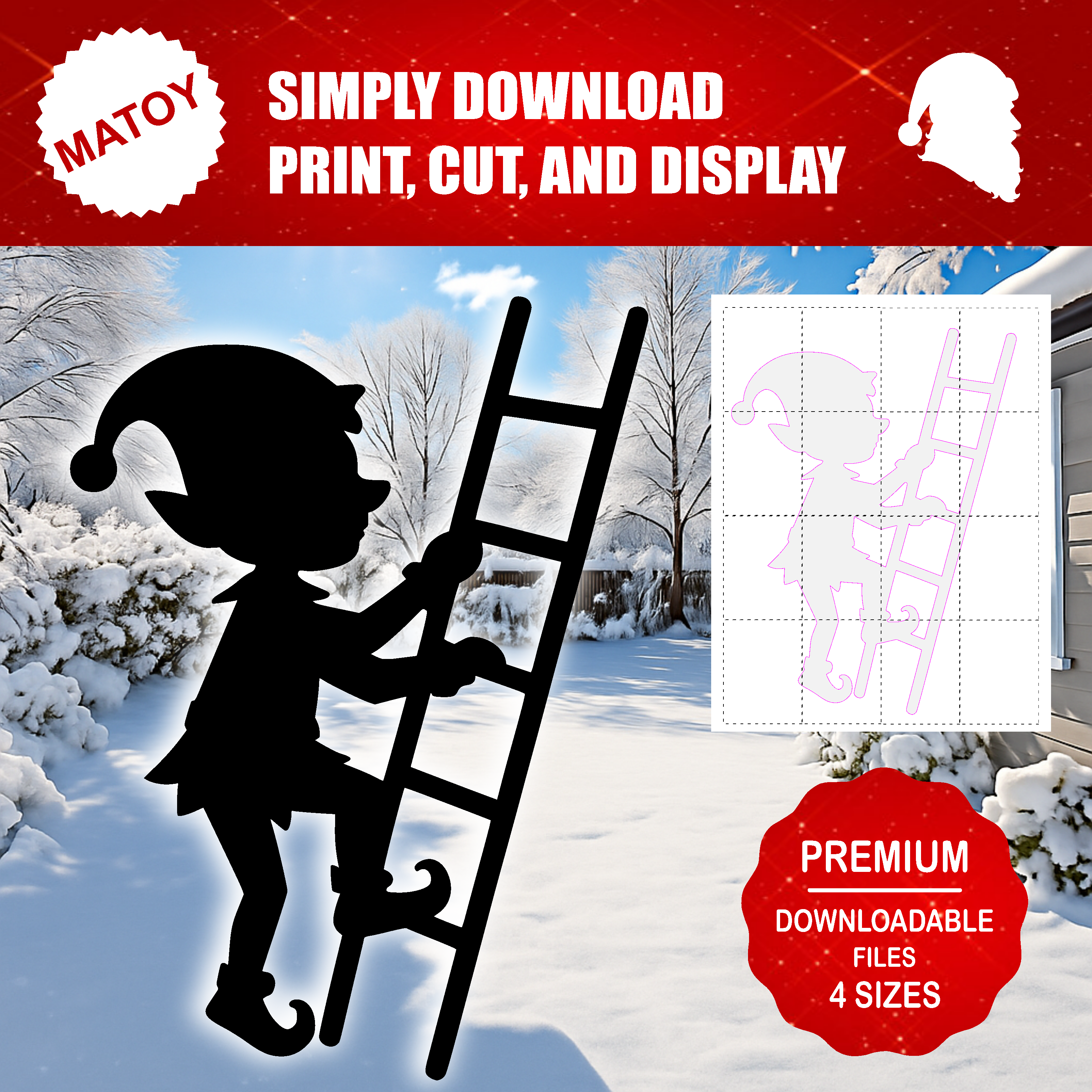 Elf climbing ladder Christmas Party and Wall Decor | Printable Life ...