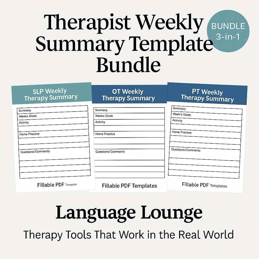Therapist Weekly Summary Template Bundle – SLP, OT & PT - Payhip