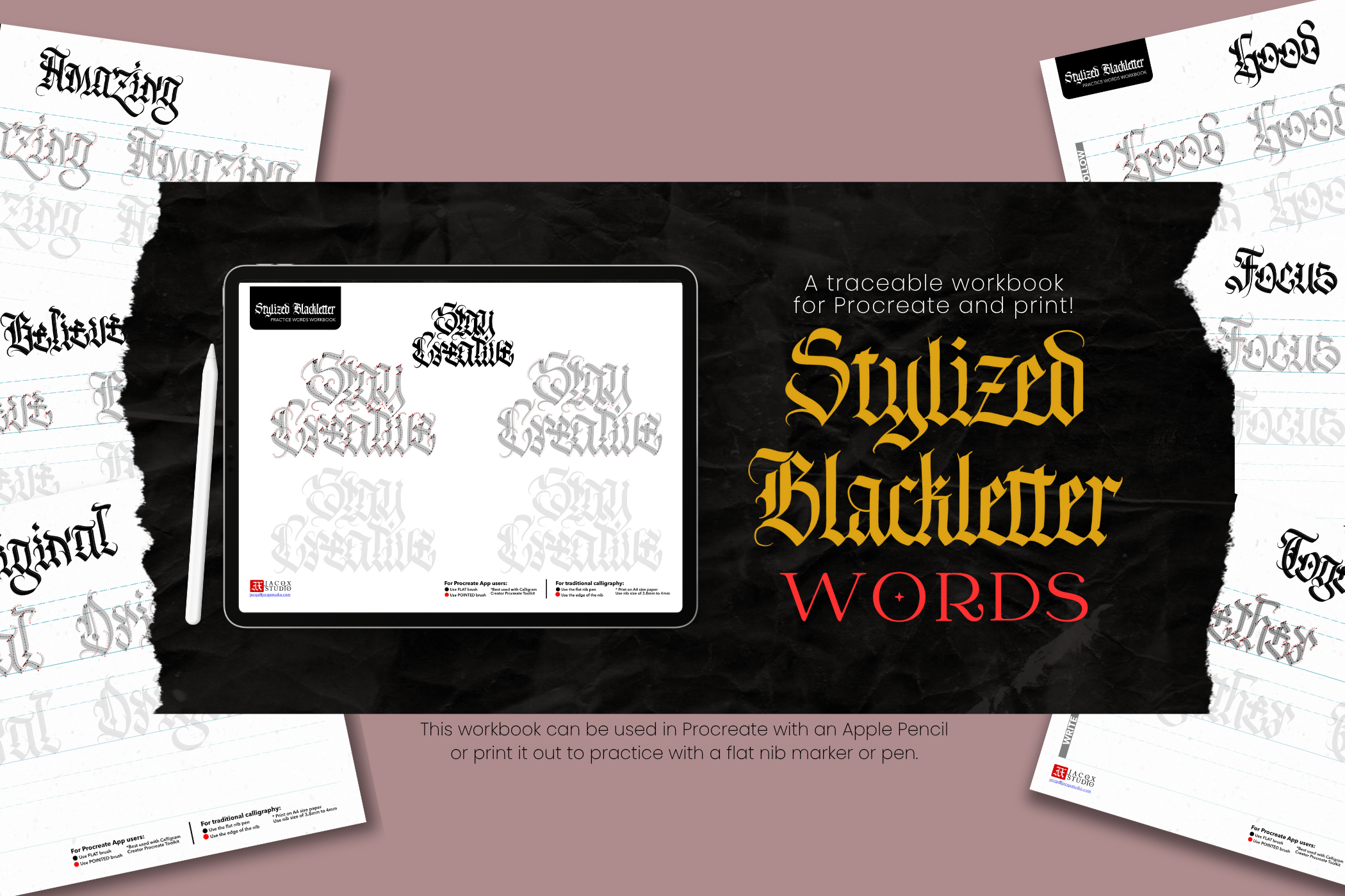 Stylized Blackletter Workbook: Practice Words