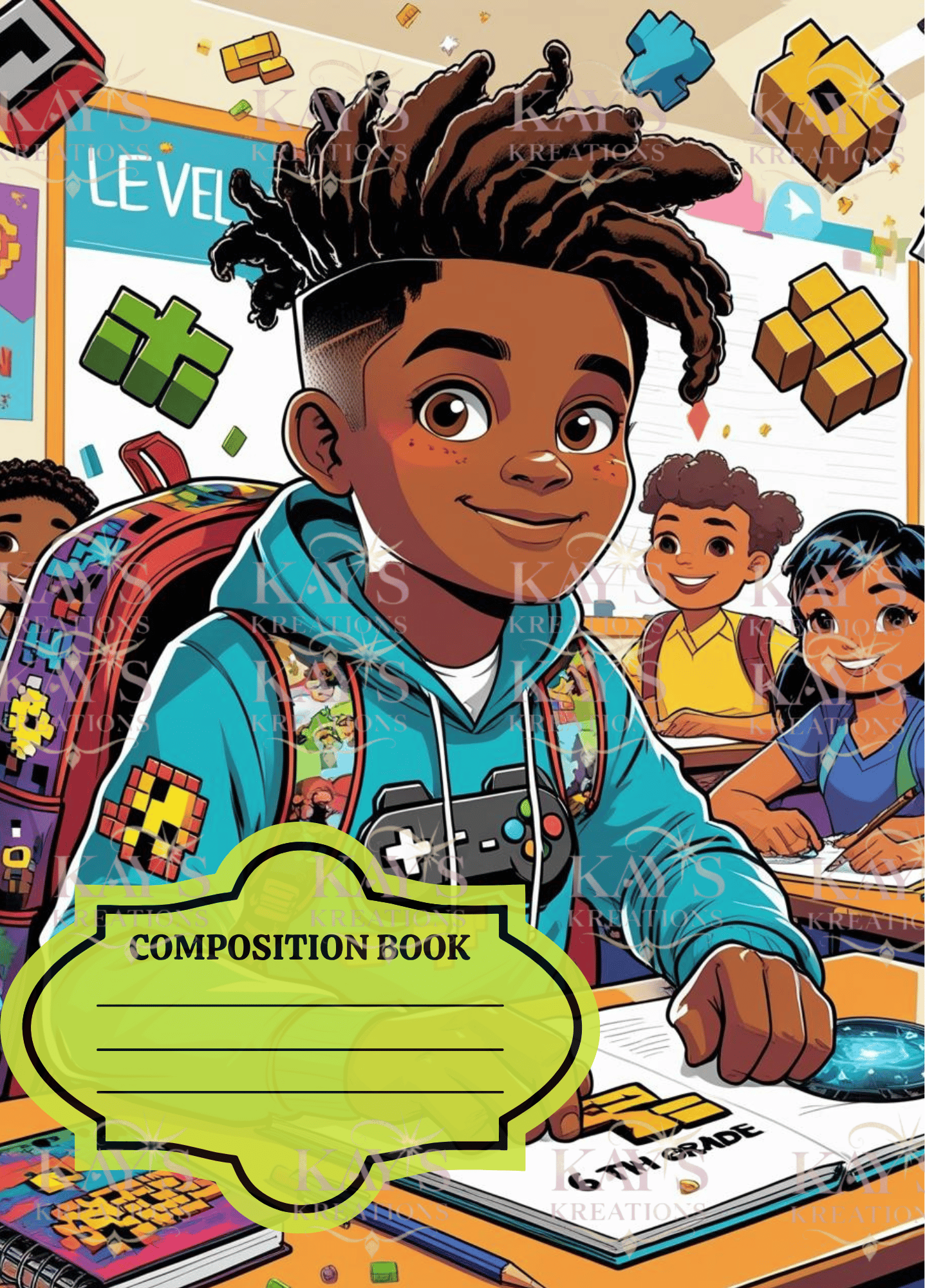 Level Up – Gamer Vibes Black Boy Composition Notebook Cover - Payhip