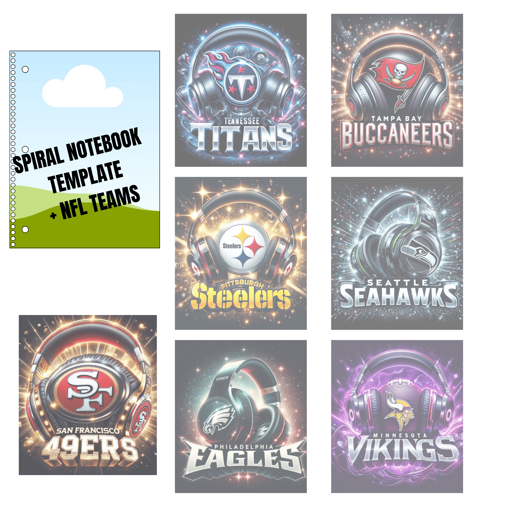 SPIRAL NOTEBOOK TEMPLATE 7 NFL COVERS - Payhip