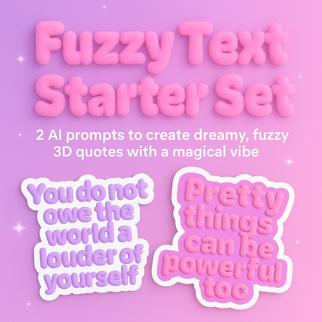 Fuzzy Text Starter Set – AI Prompts for Dreamy Fuzzy 3D Lettering - Payhip