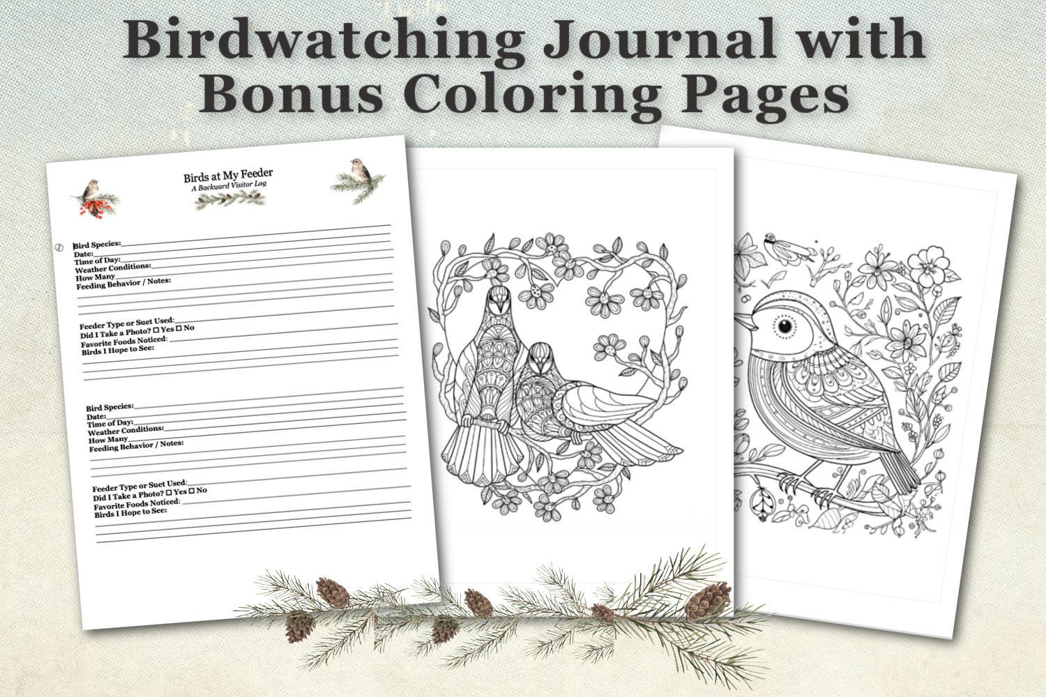 Bird Log Coloring Pages – Printable for Backyard Birdwatching - Payhip