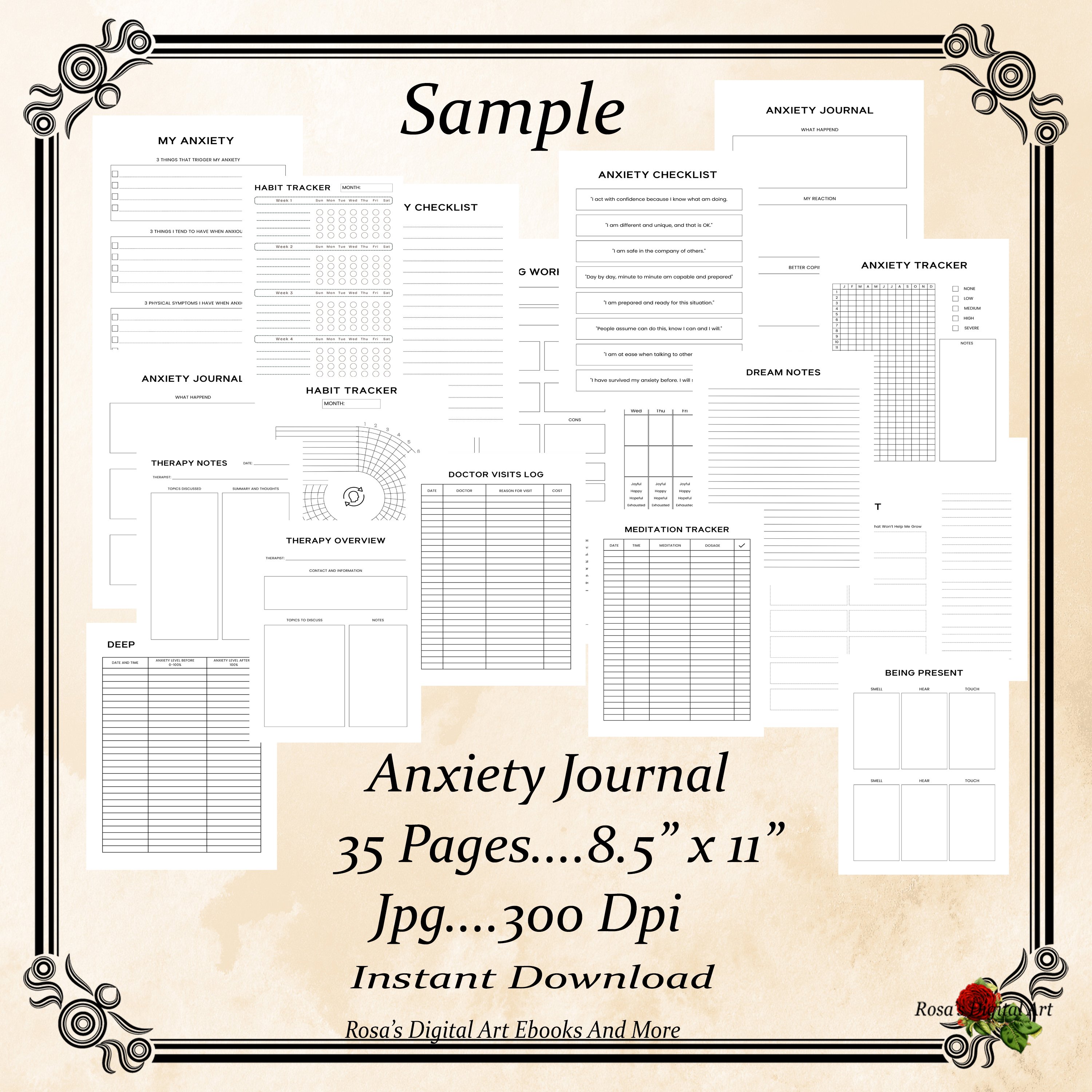 Anxiety Journal, Health And Wellness Journal, 35 Pages, Mood Tracker ...