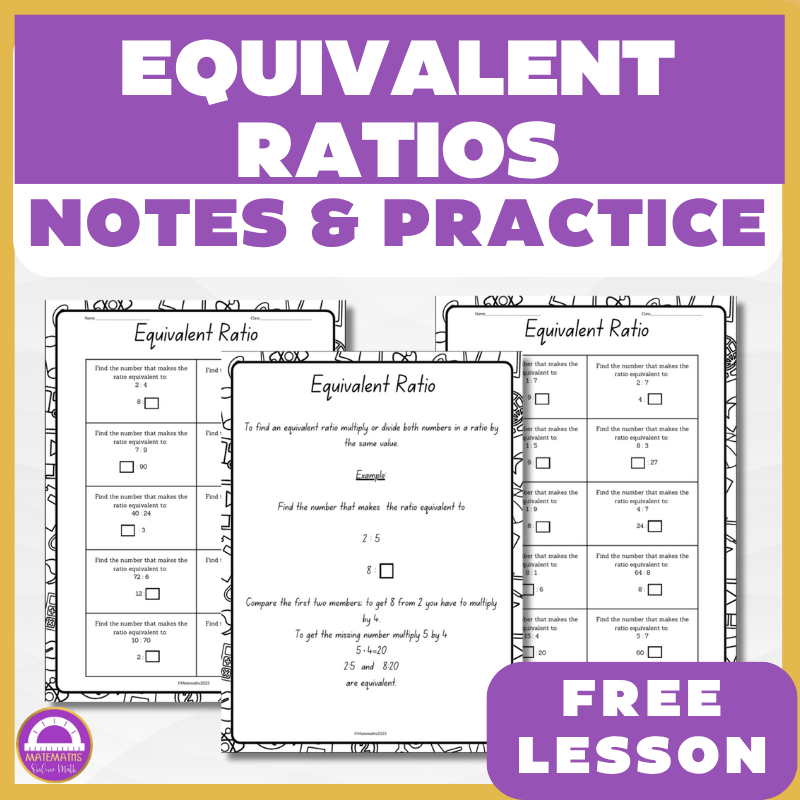 Free 6th Grade Math Lesson: Ratios & Equivalent Ratios (Guided Notes ...