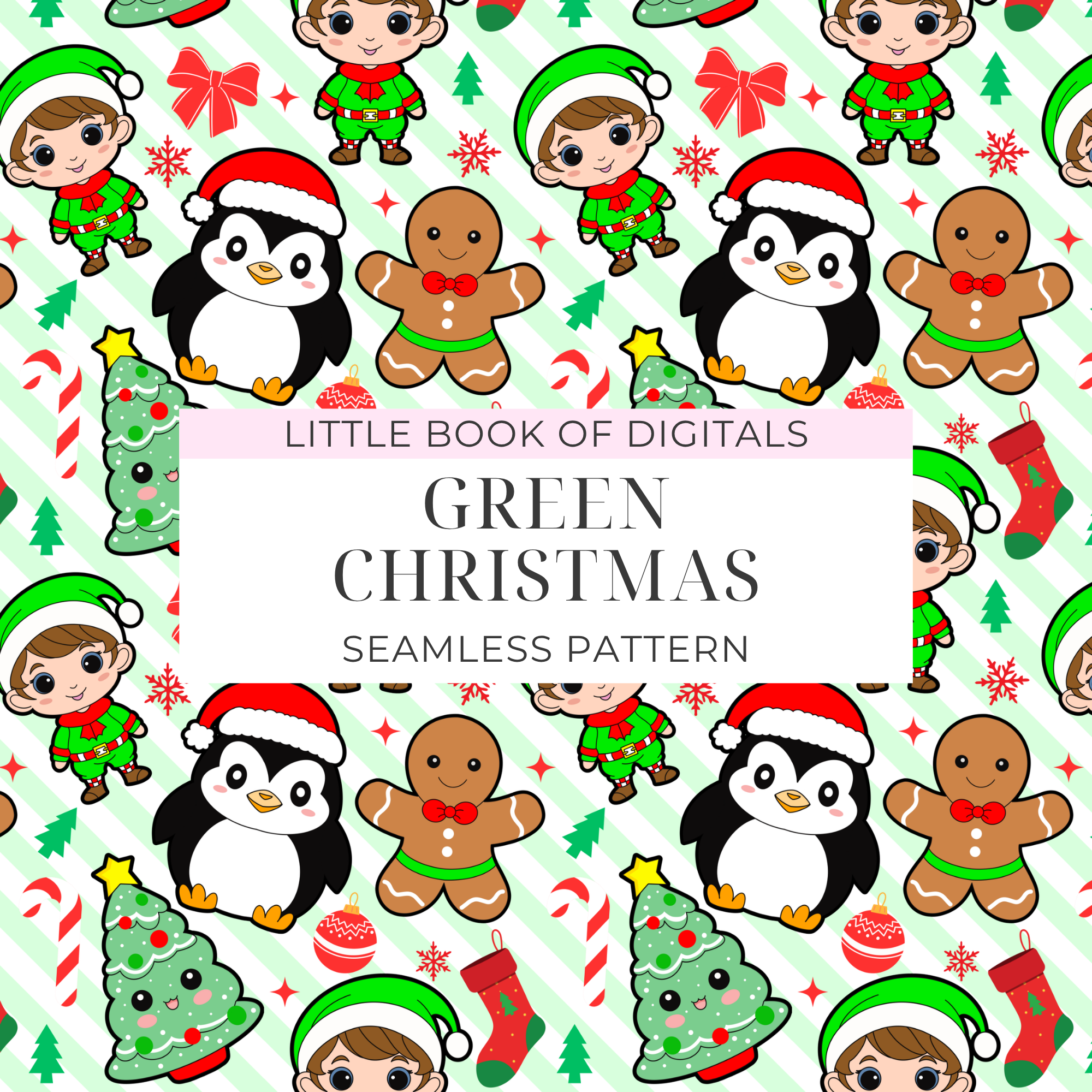 Green Christmas Seamless Pattern (Includes 3 Coordinating Designs) - Payhip