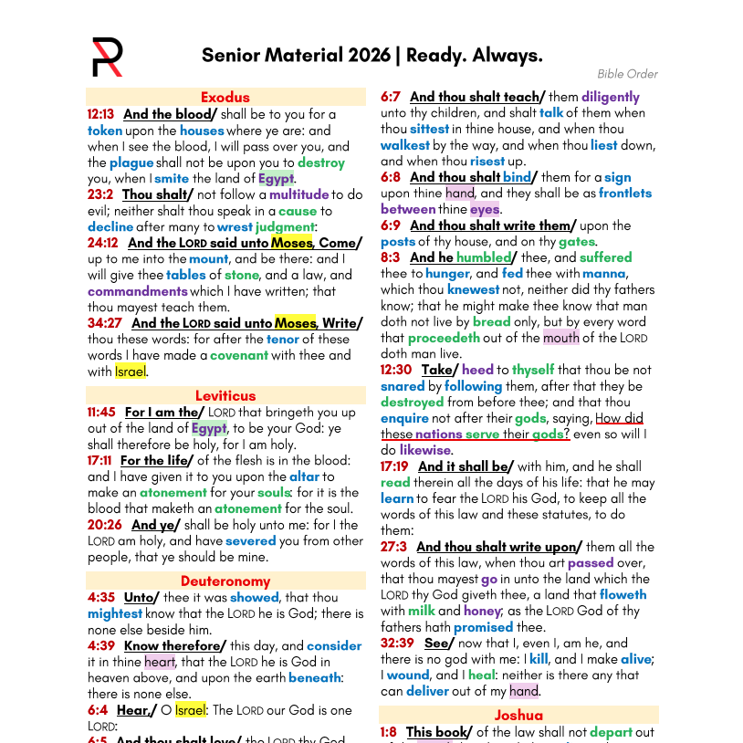 Senior Verse Sheets 2026