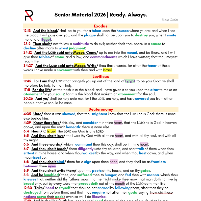 Senior Verse Sheets 2026