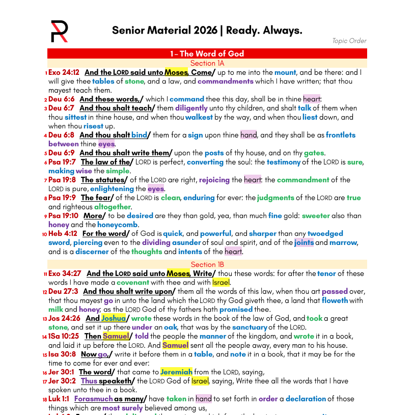 Senior Verse Sheets 2026