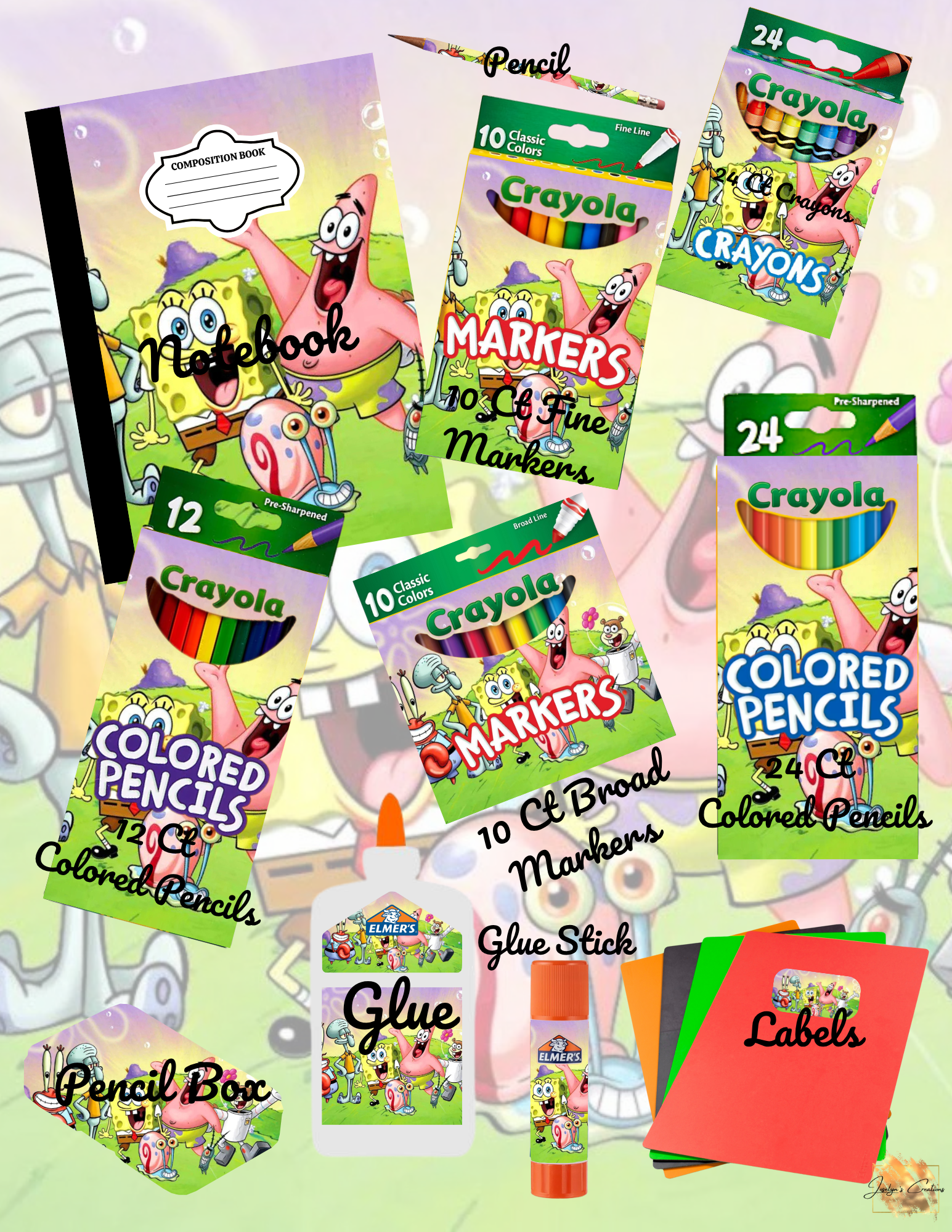 Spongebob School Supplies Template 3 - Payhip