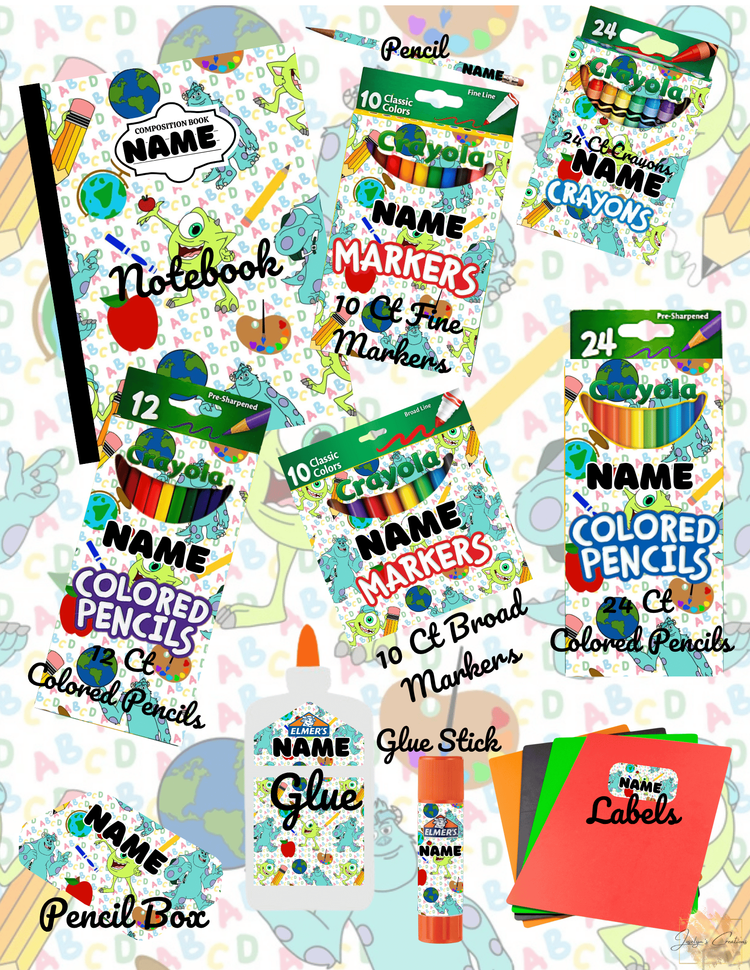 Monsters INC School Supplies Template 2 - Payhip