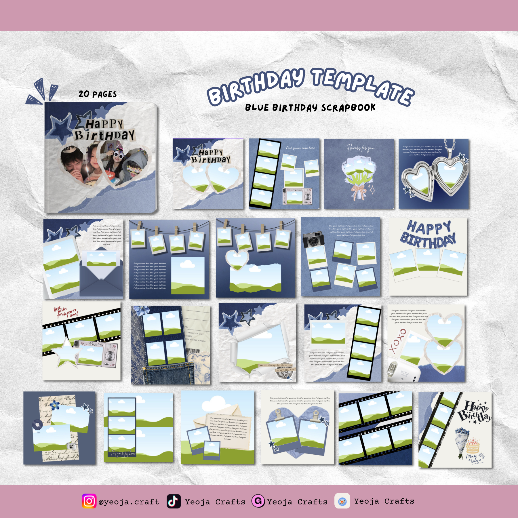 Blue Themed Birthday Canva Template - Payhip