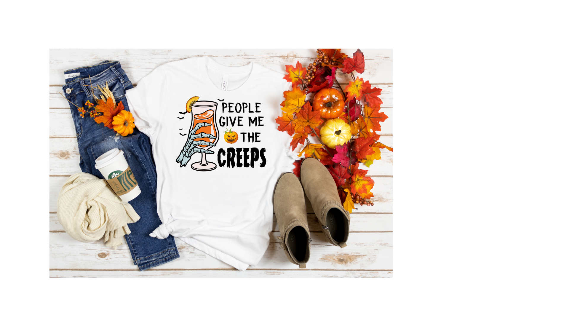 Retro Halloween PNG – People Give Me the Creeps Shirt Design Free ...