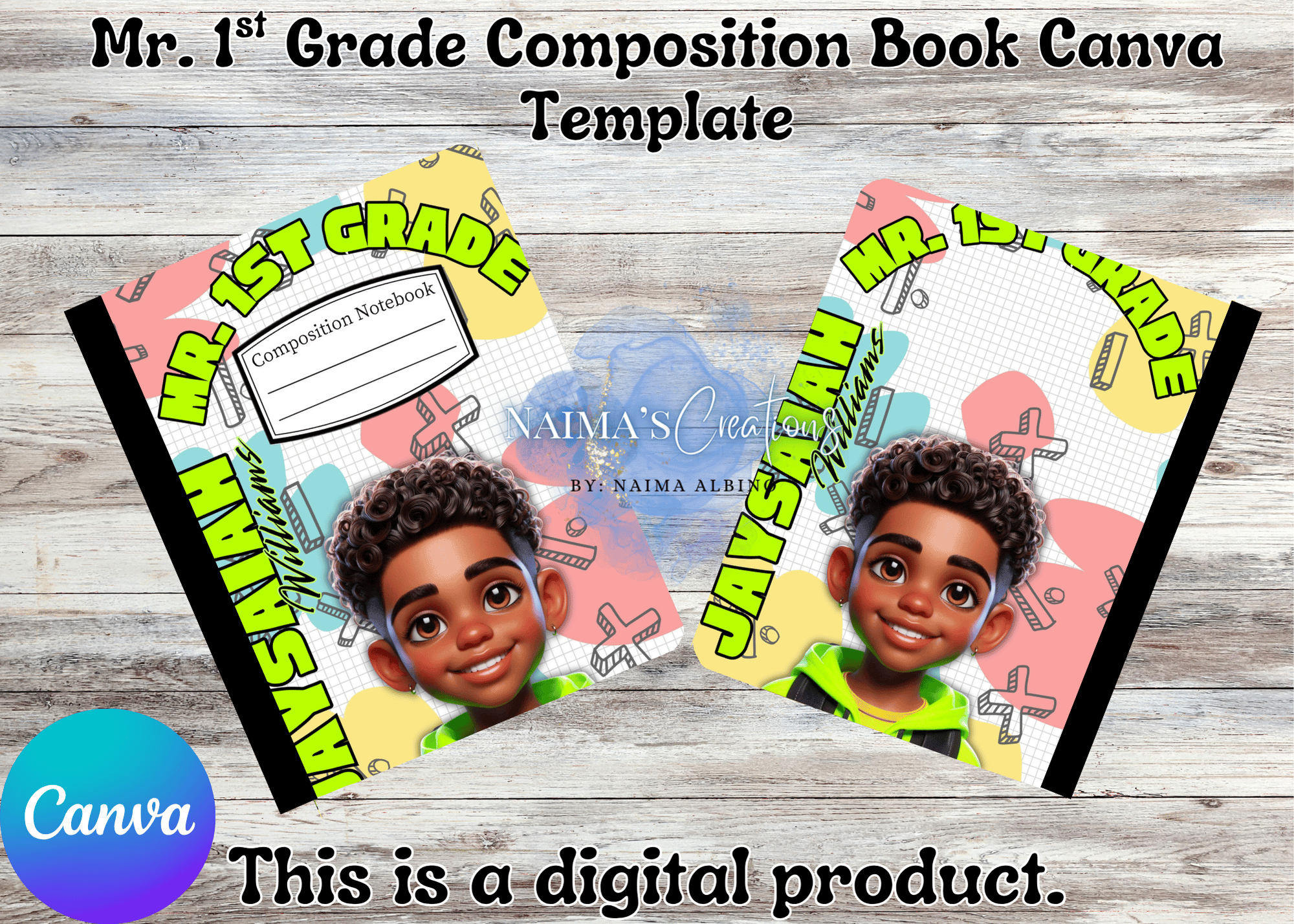 Mr. 1st Grade Composition Book Editable Canva Template - Payhip
