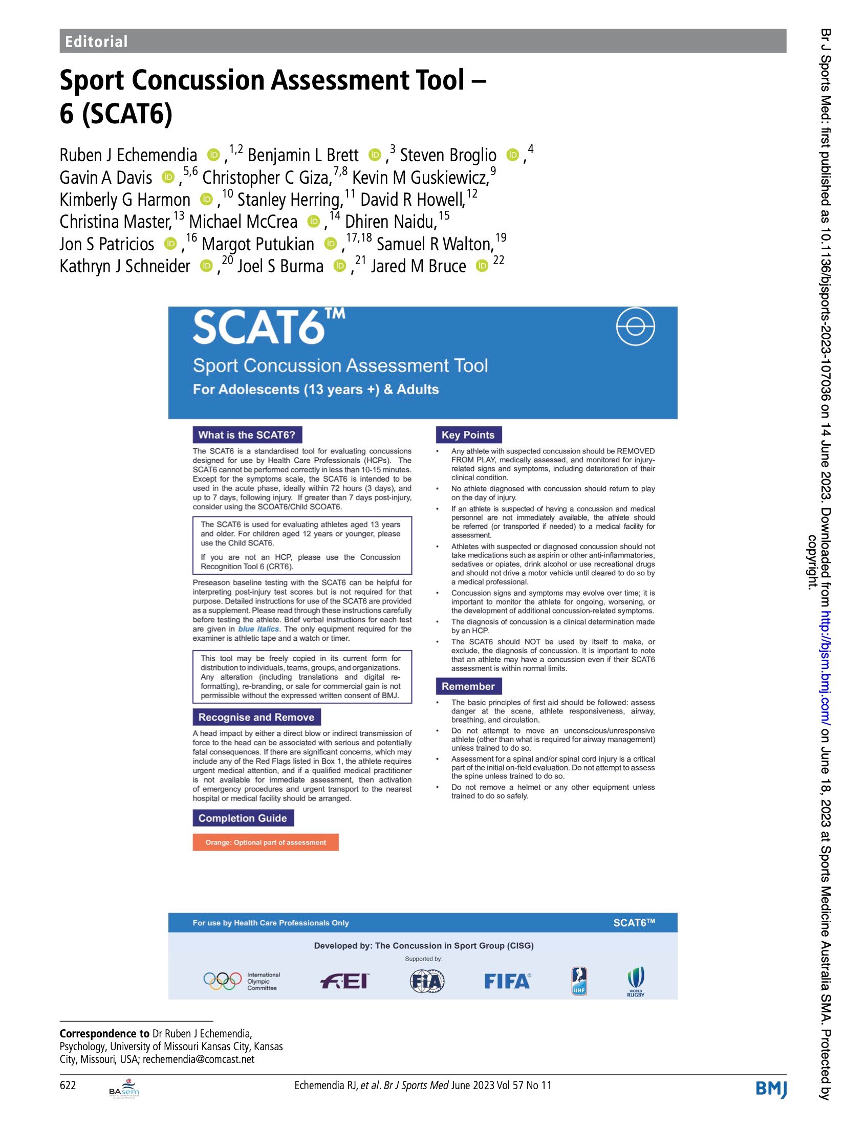 Sport Concussion Assessment Tool 6 (SCAT6) - Payhip